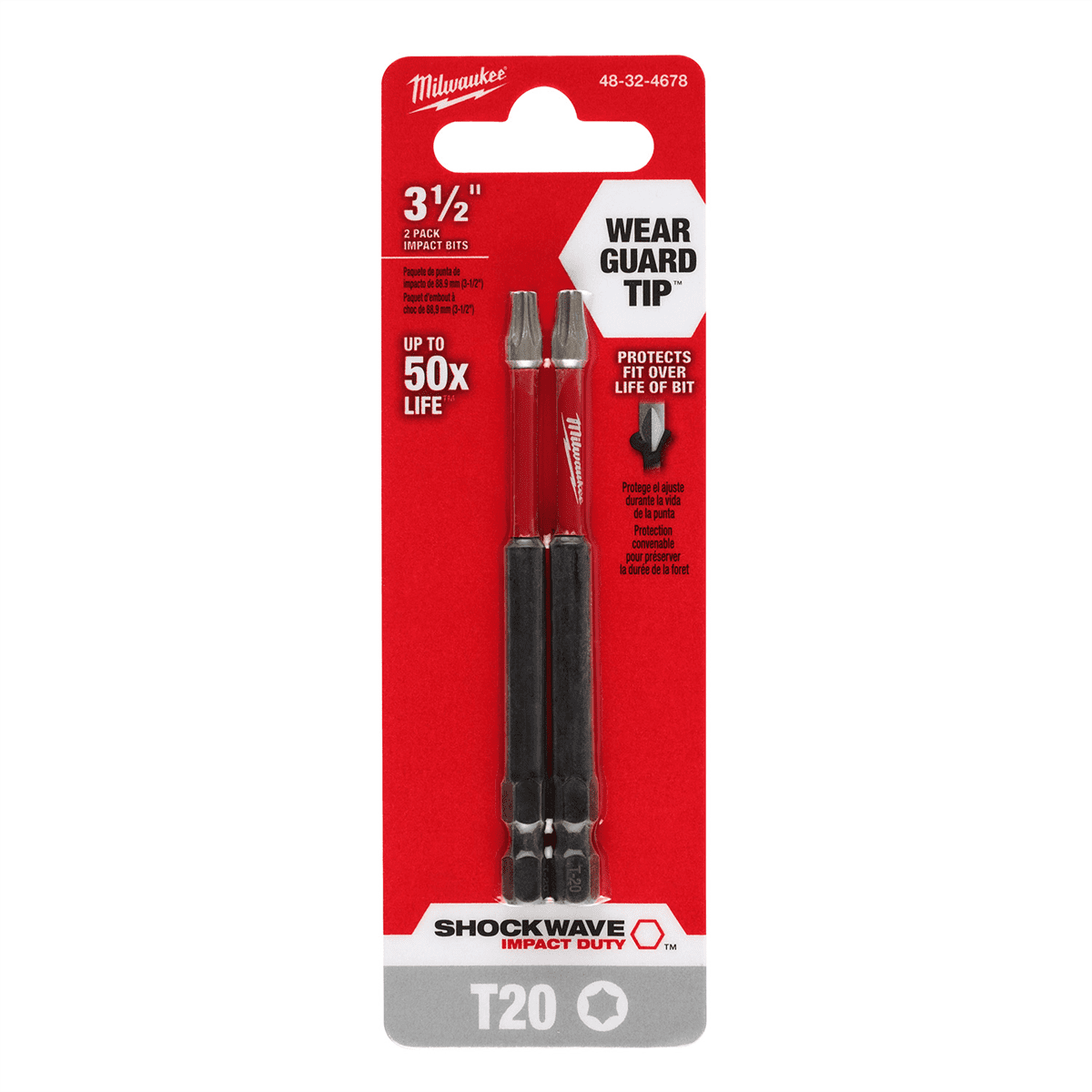 Milwaukee Tool SHOCKWAVE Impact Duty 3-1/2" T20 Bit 2PK - Walmart.com