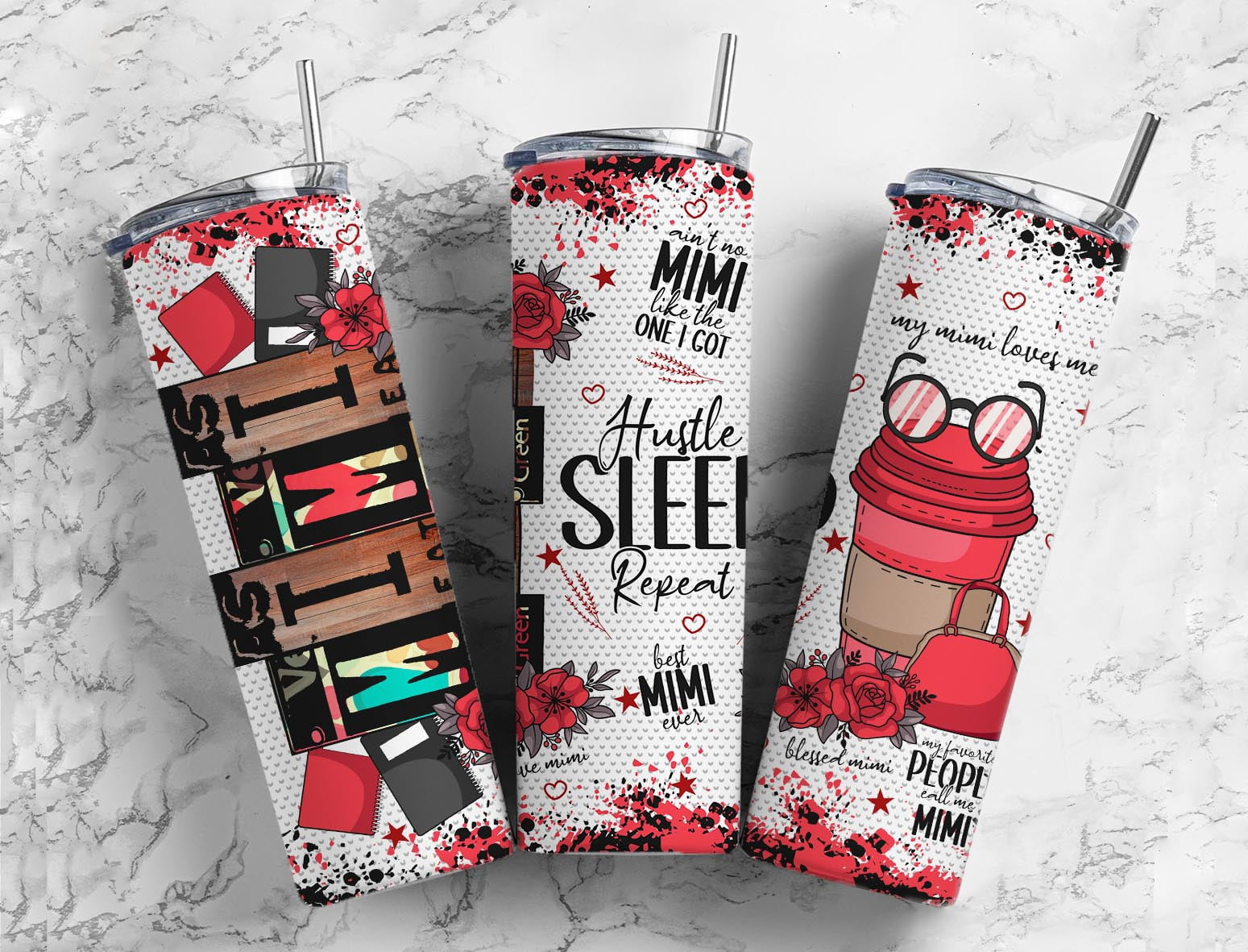 Mimi 20 Oz Skinny Metal Tumbler w/Lid and Straw - Walmart.com