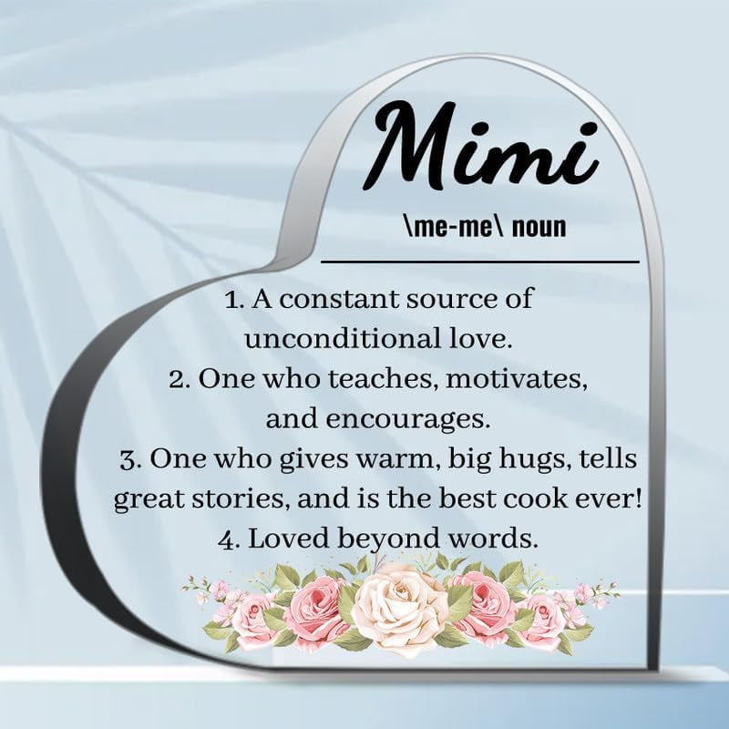 Mimi Definition Gifts For Women Men,Acrylic Heart Keepsake For Teacher ...