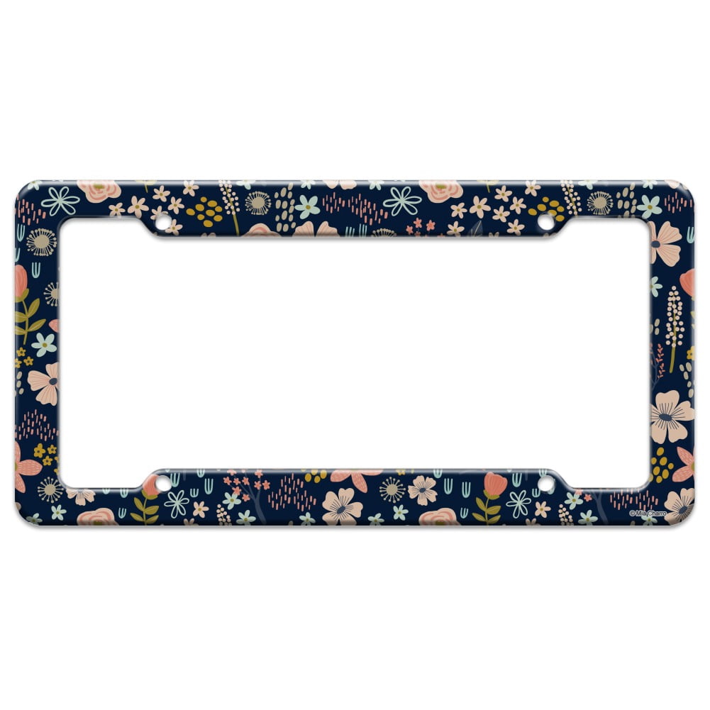 Mimi Flowers Floral Pattern License Plate Tag Frame - Walmart.com
