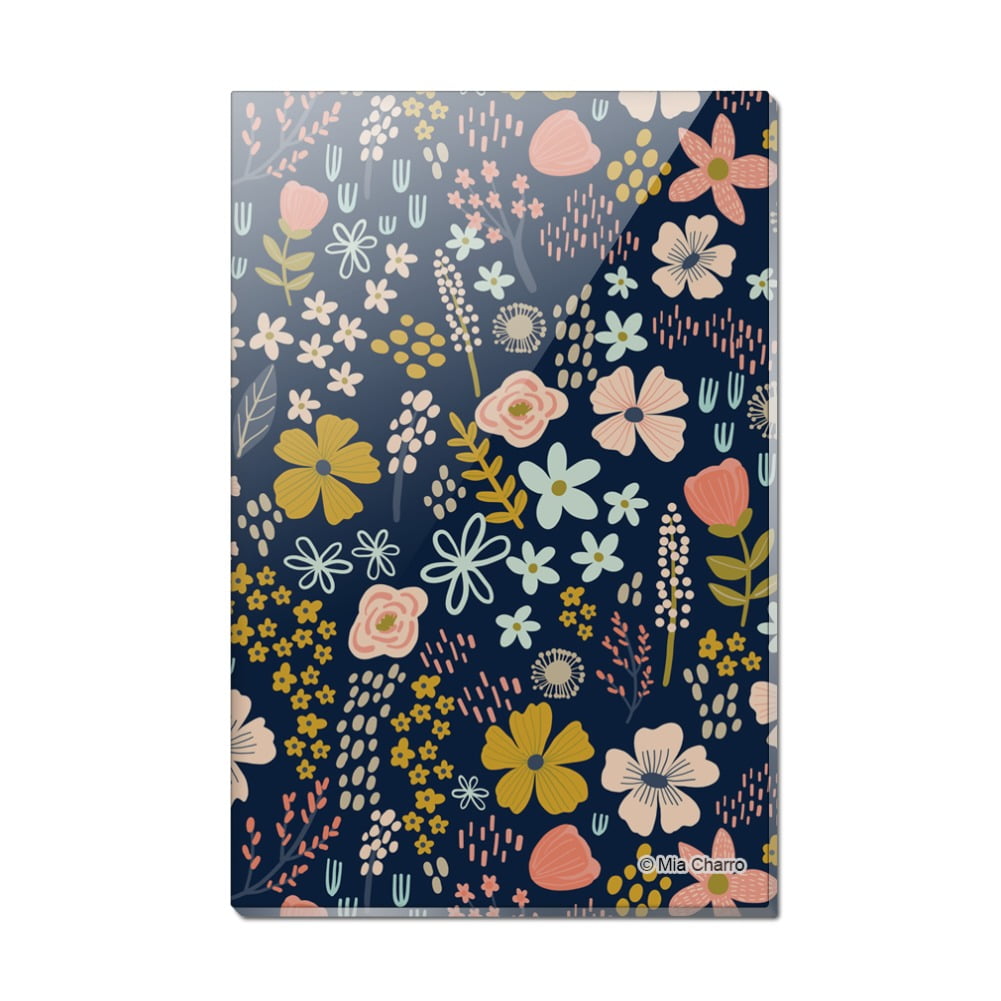 Mimi Flowers Floral Pattern Rectangle Acrylic Fridge Refrigerator ...