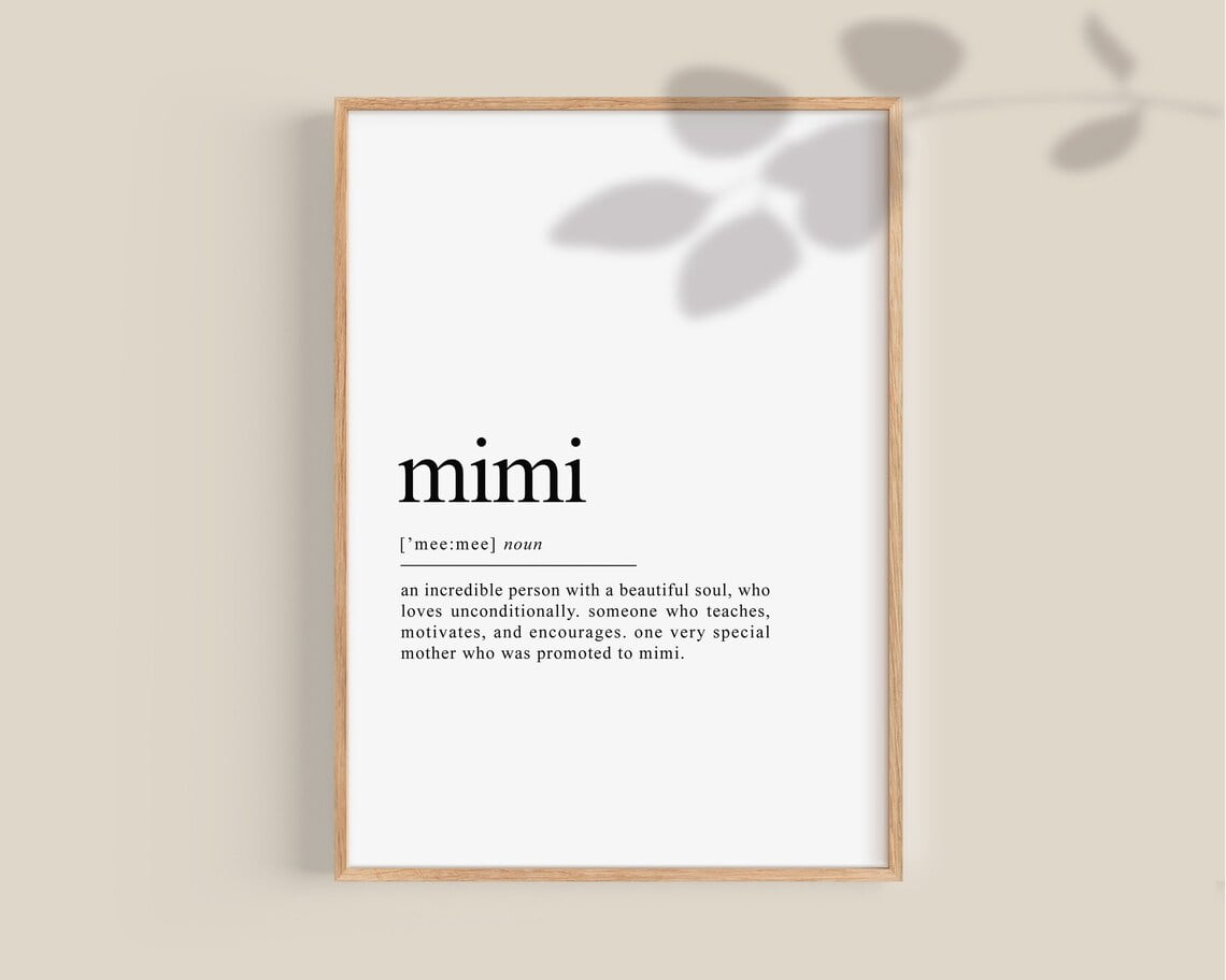 Mimi Gift, Mimi Definition Poster, Mothers Day Mimi, Grandma Gift ...