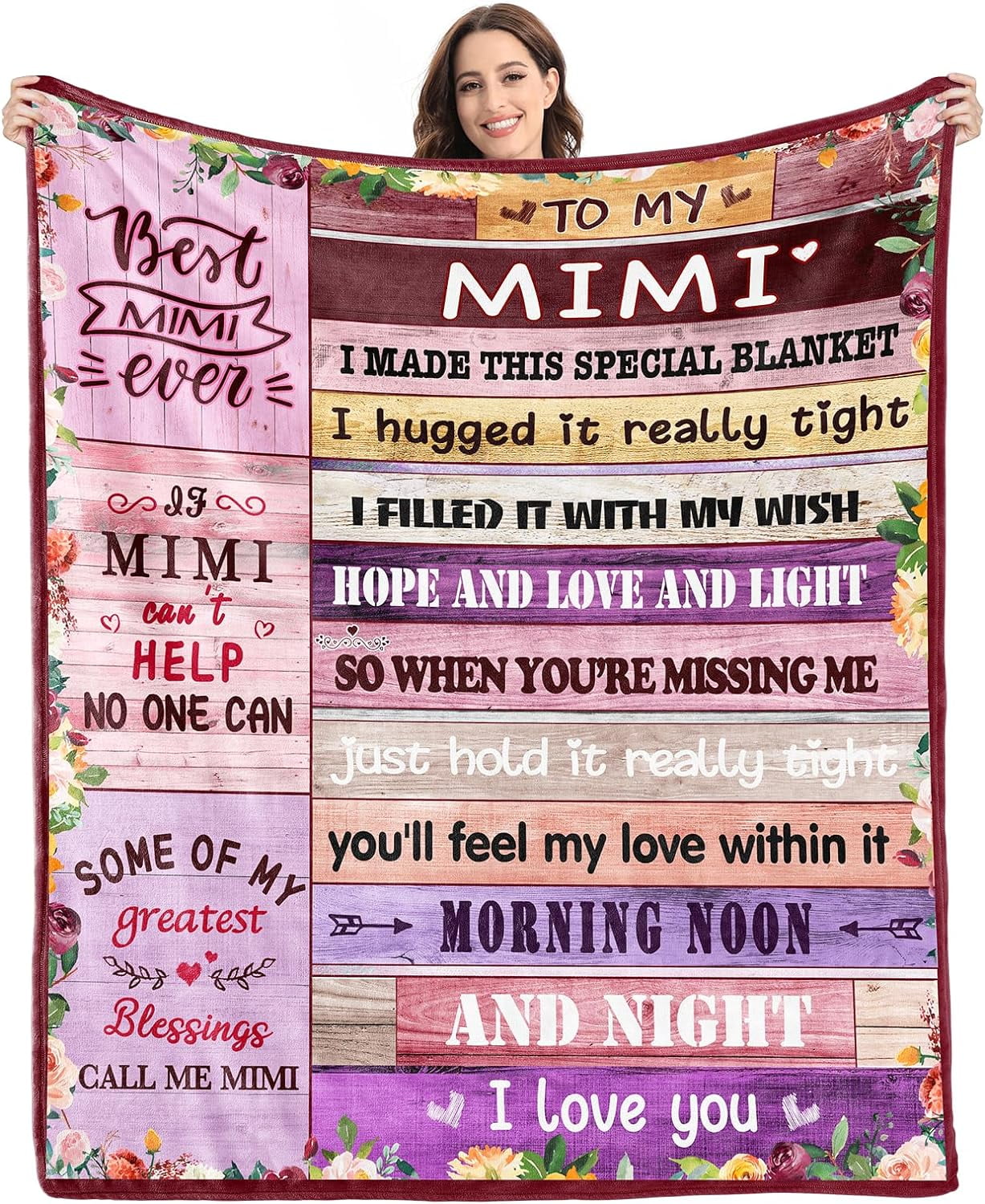 Mimi Gifts Blanket,Gifts for Mimi from Grandchildren Granddaughter,Mimi ...