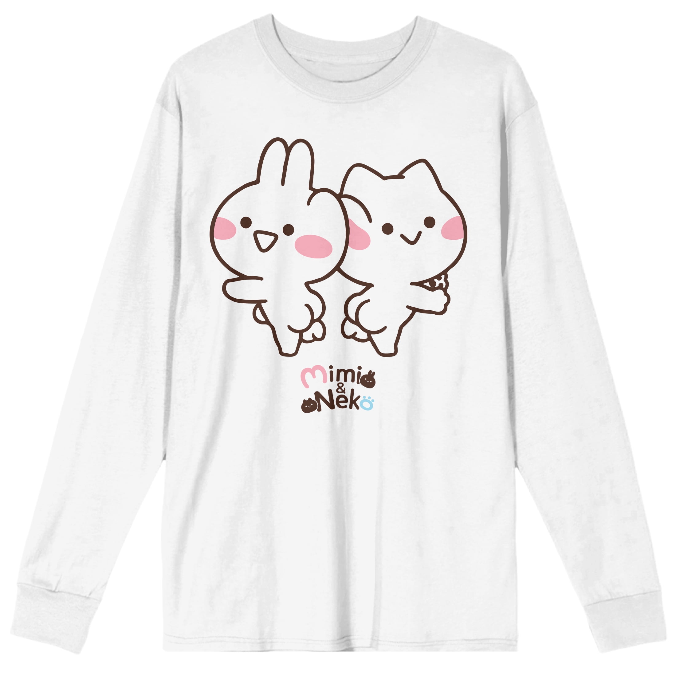 Mimi & Neko Rabbit Ear to Cat Ear with Logo Men's White Long Sleeve ...