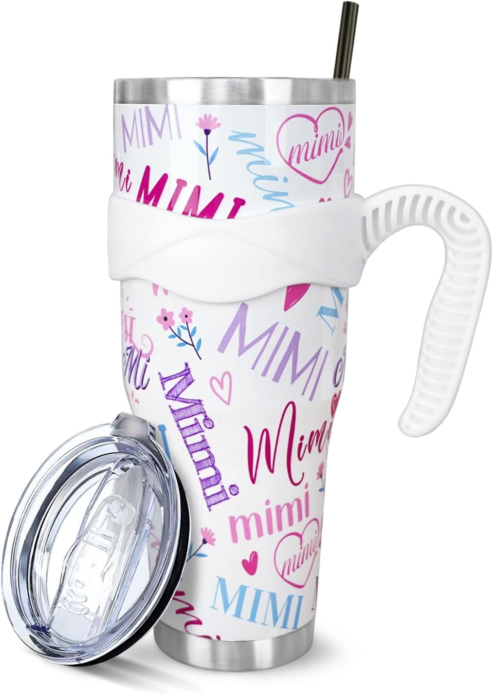 Mimi Tumbler with Handle and Straw 40 Oz, Stainless Steel Vacuum ...