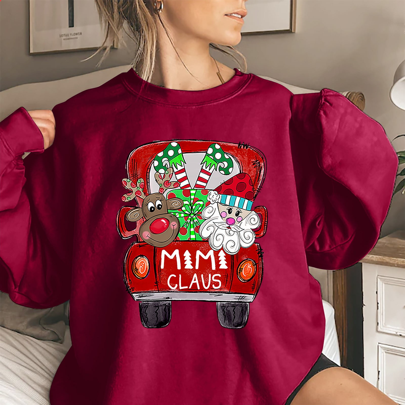 Mimi Women's Letter Print Crew Neck Long Sleeve Sweatshirt Mimi Women's ...