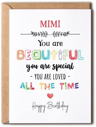 Mimi You Are Beautiful You Are Special - Mimi Birthday Card Poem Card ...