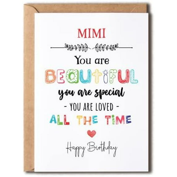 Mimi You Are Beautiful You Are Special - Mimi Birthday Card Poem Card ...