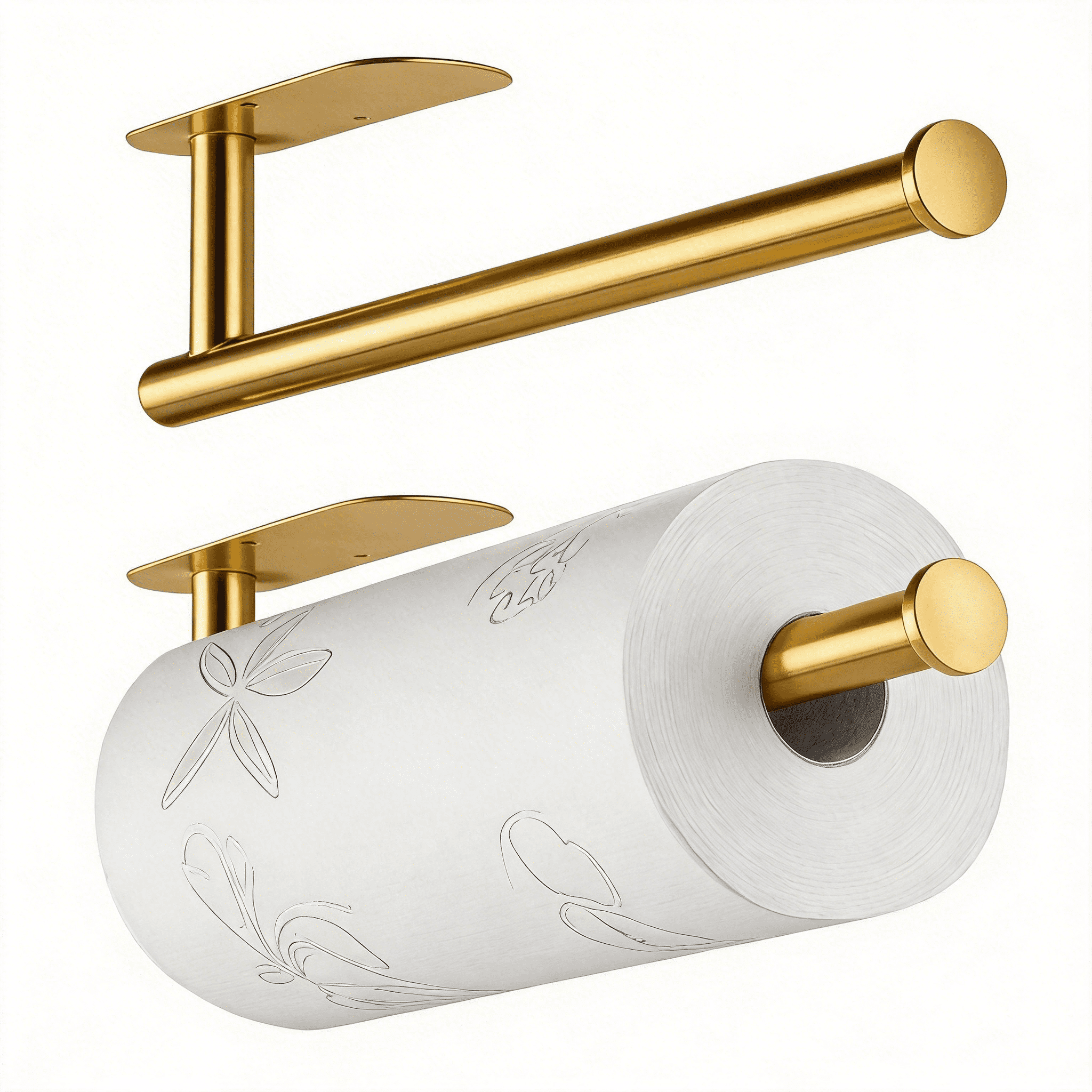 Mimifly 2 Pack Gold Stainless Steel Paper Towel Holder Under Cabinet ...