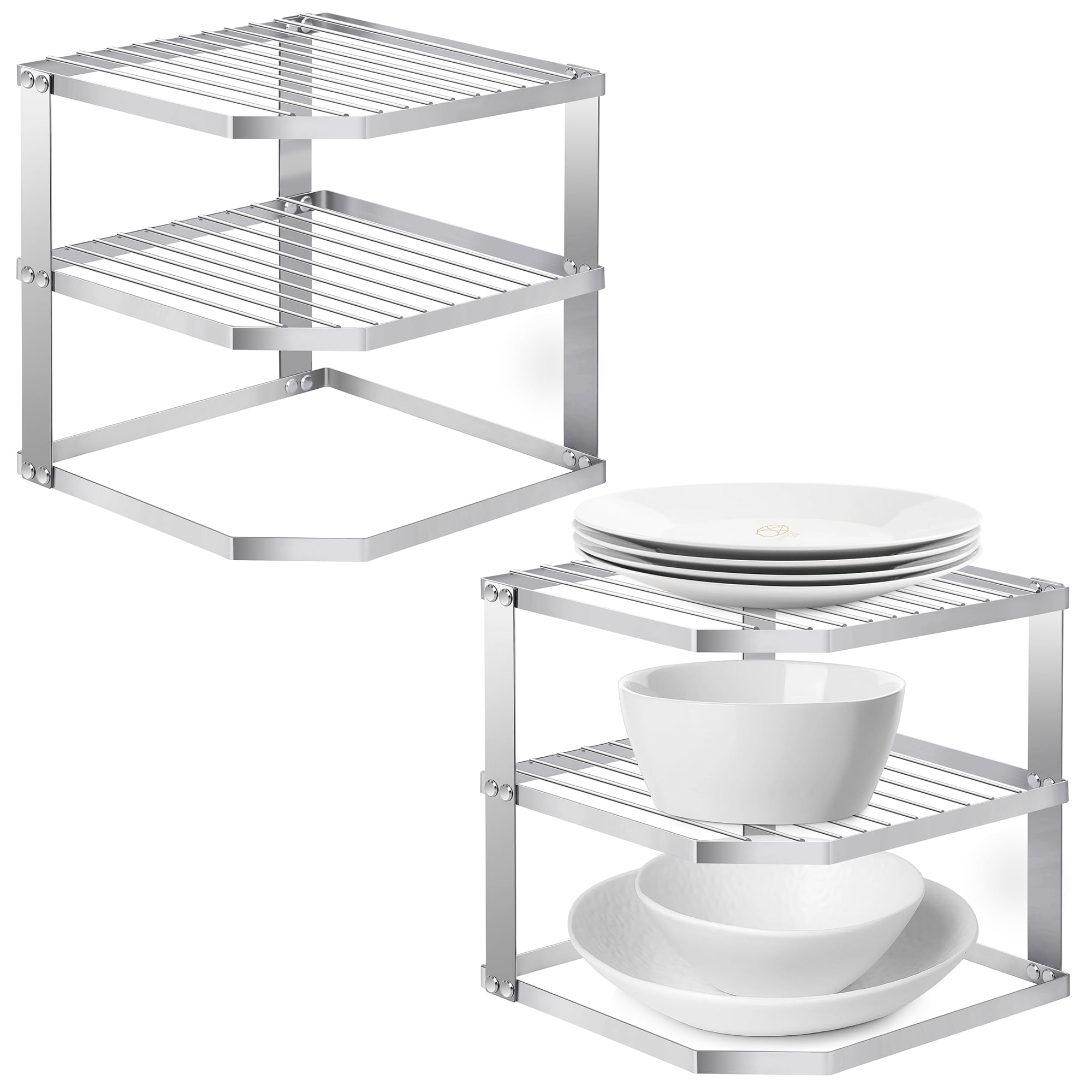 Mimifly Kitchen Corner Shelf Rack, 3-Tier Cabinet Corner Rack ...