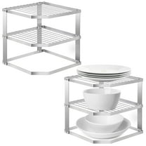 Mimifly 3 Tier White Corner Plate Rack, Kitchen Cupboard Cabinet and ...