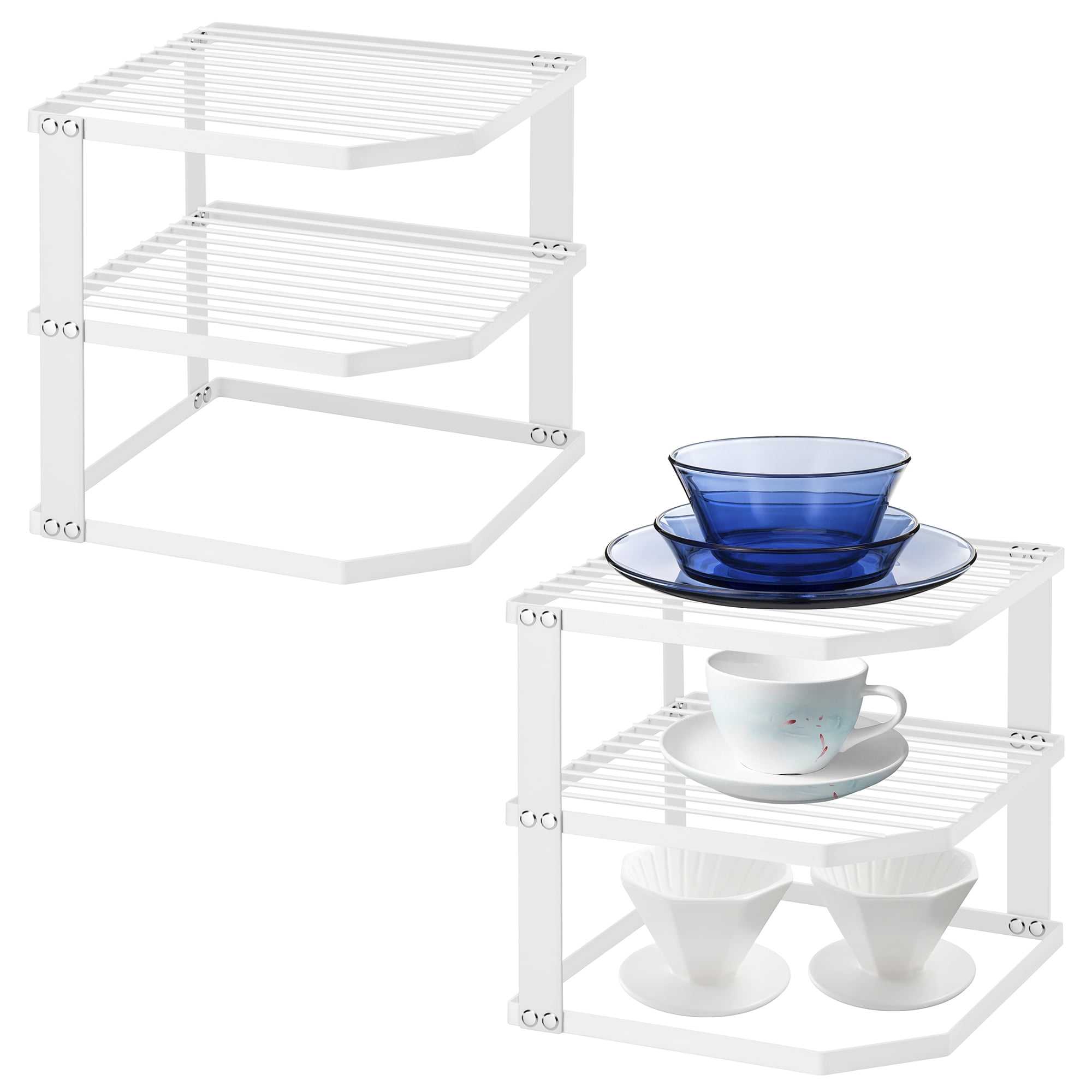 Mimifly Kitchen Corner Shelf Rack, 3-Tier Cabinet Corner Rack ...