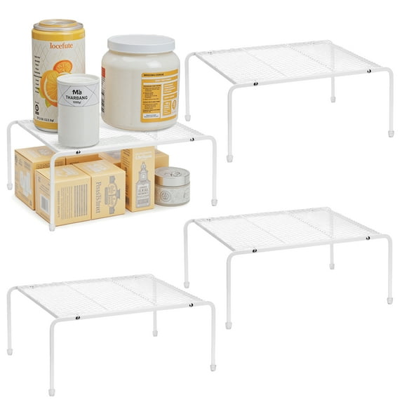 Mimifly Metal Wire Kitchen Cabinet Shelf Organizer, 4-Pack White ...