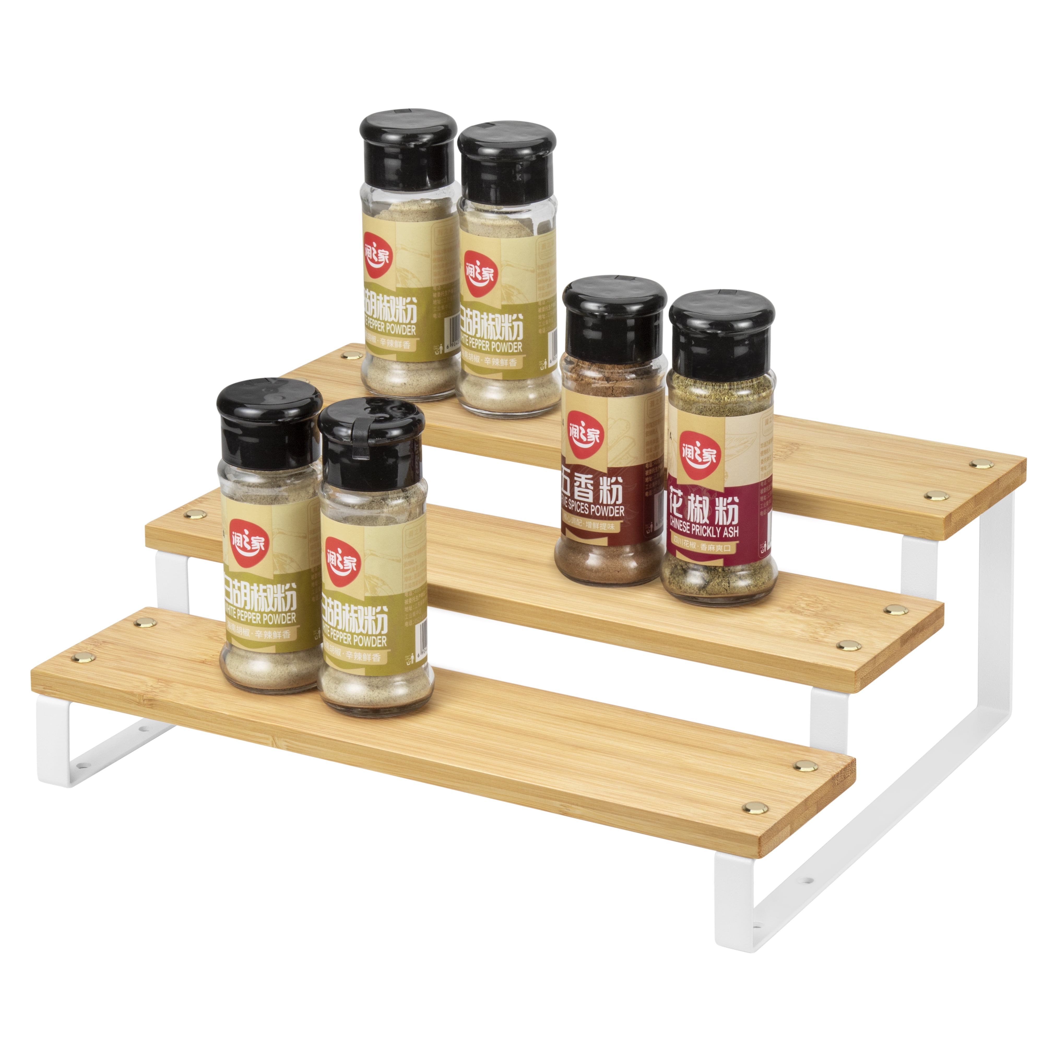 Mimifly Bamboo Spice Rack Organizer 3 Tier Kitchen Cabinet Shelf for ...