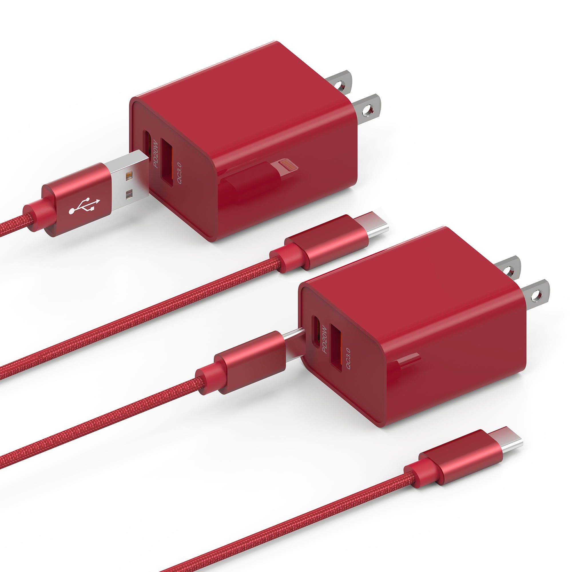 Mimifly 2-Pack Dual Port USB C Wall Charger with 2 Pieces USB C ...