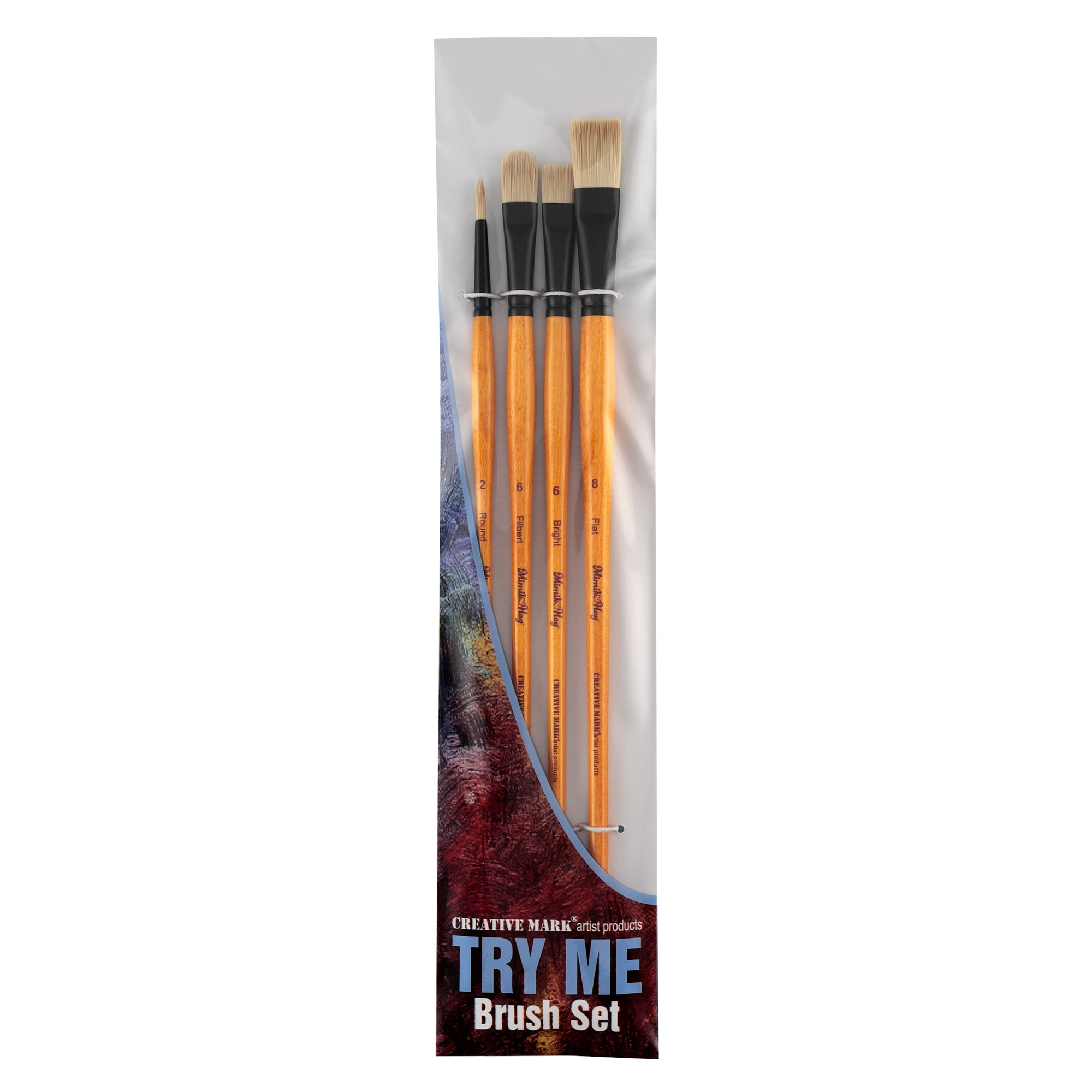 Mimik Hog Professional Synthetic Hog Bristle Paint Brush - Try-Me Set ...