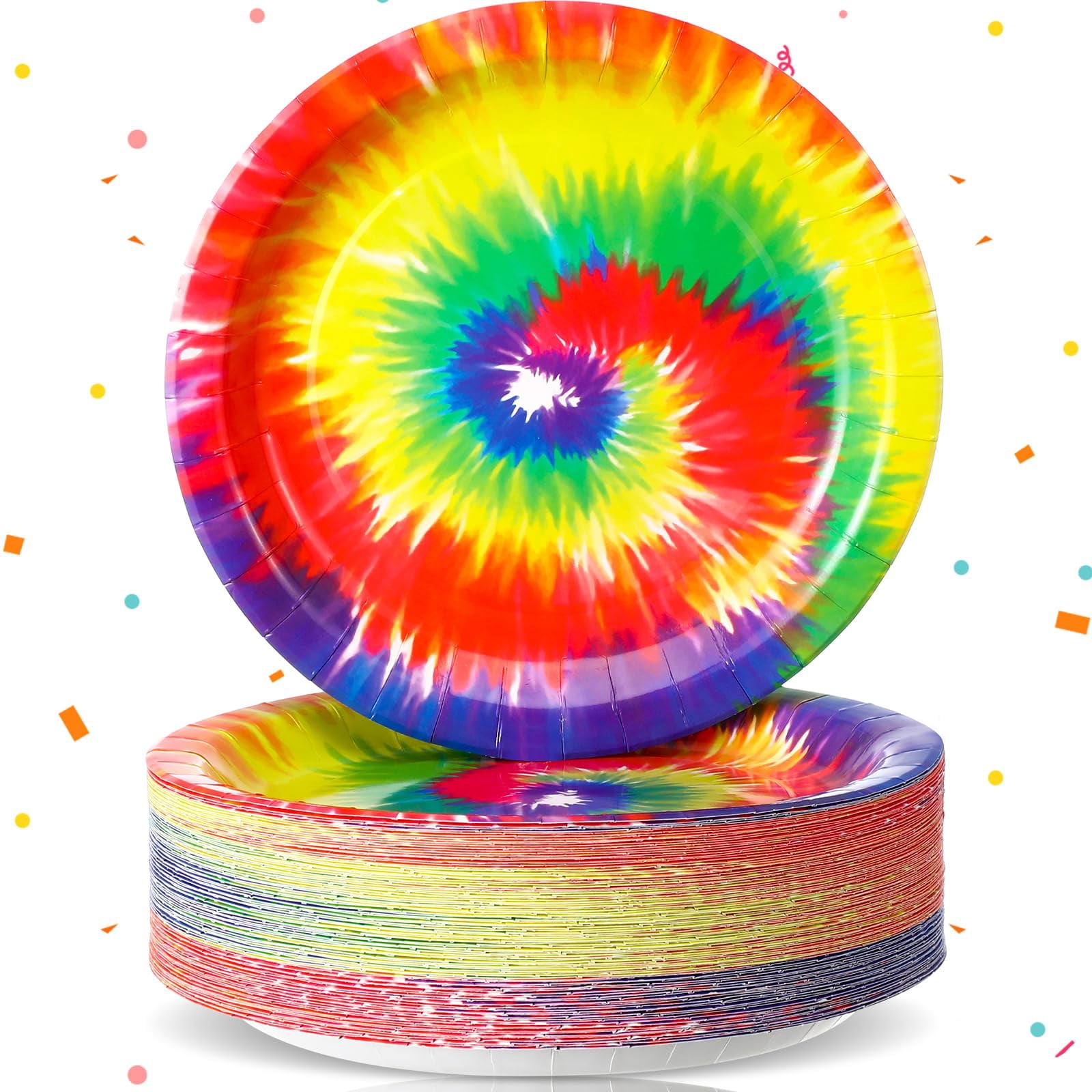 Mimorou 100 Pcs CORNET Tie Dye Plates 9 Inch Tie Dye Party Dinnerware ...