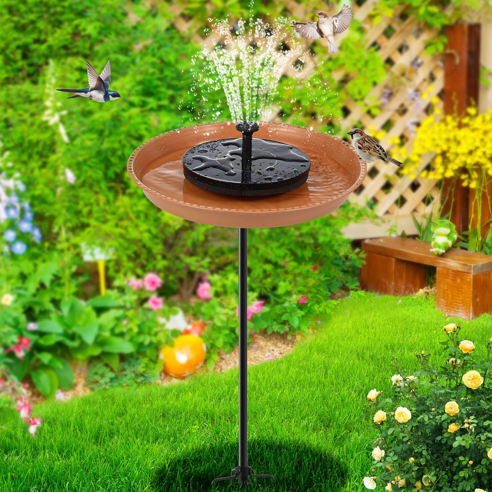 Mimorou Solar Bird Bath Fountains Set Bird Bath with Solar Fountain ...