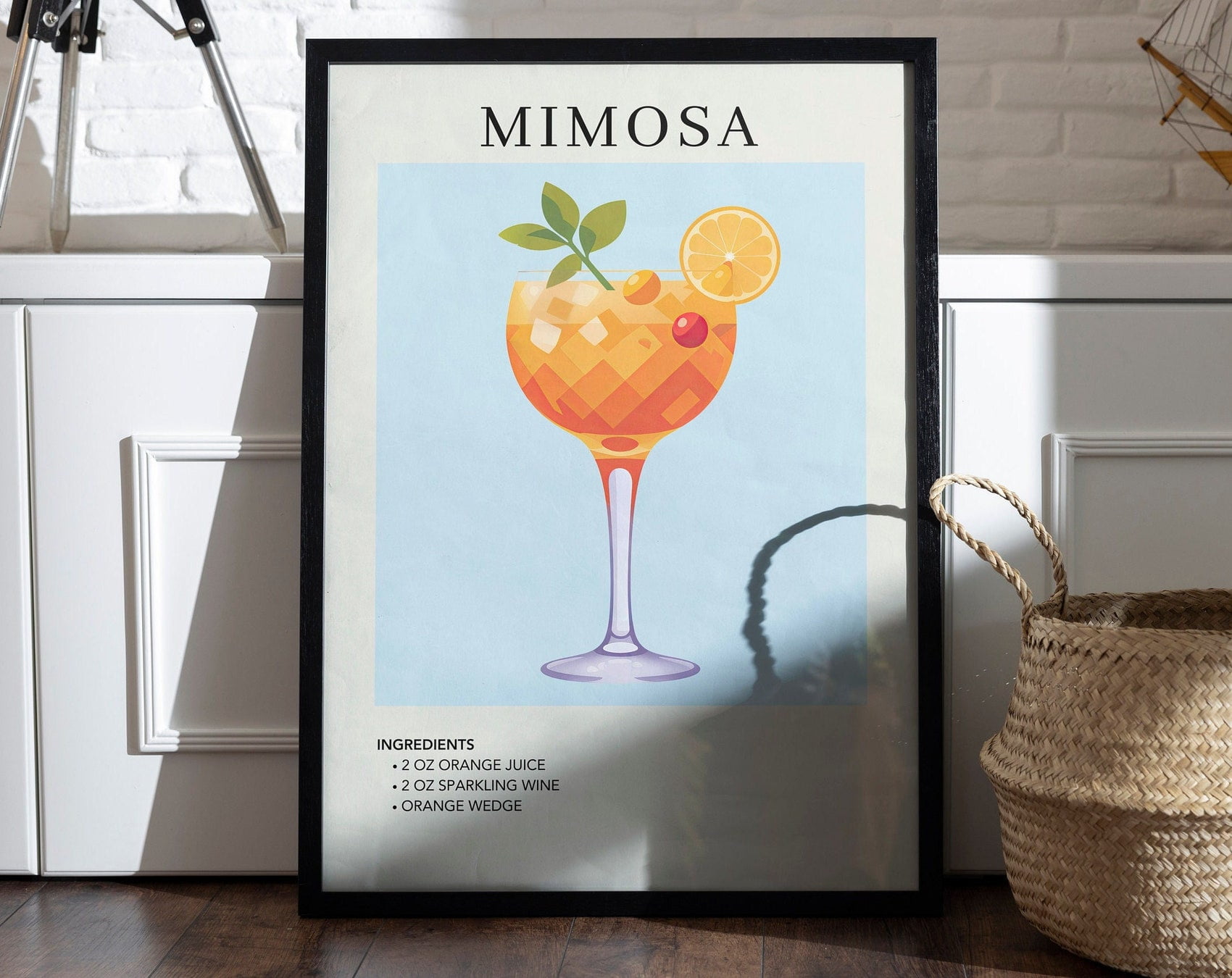 Mimosa Art Print | Cocktail Art Poster | Cocktail Mixology Gift for Her ...