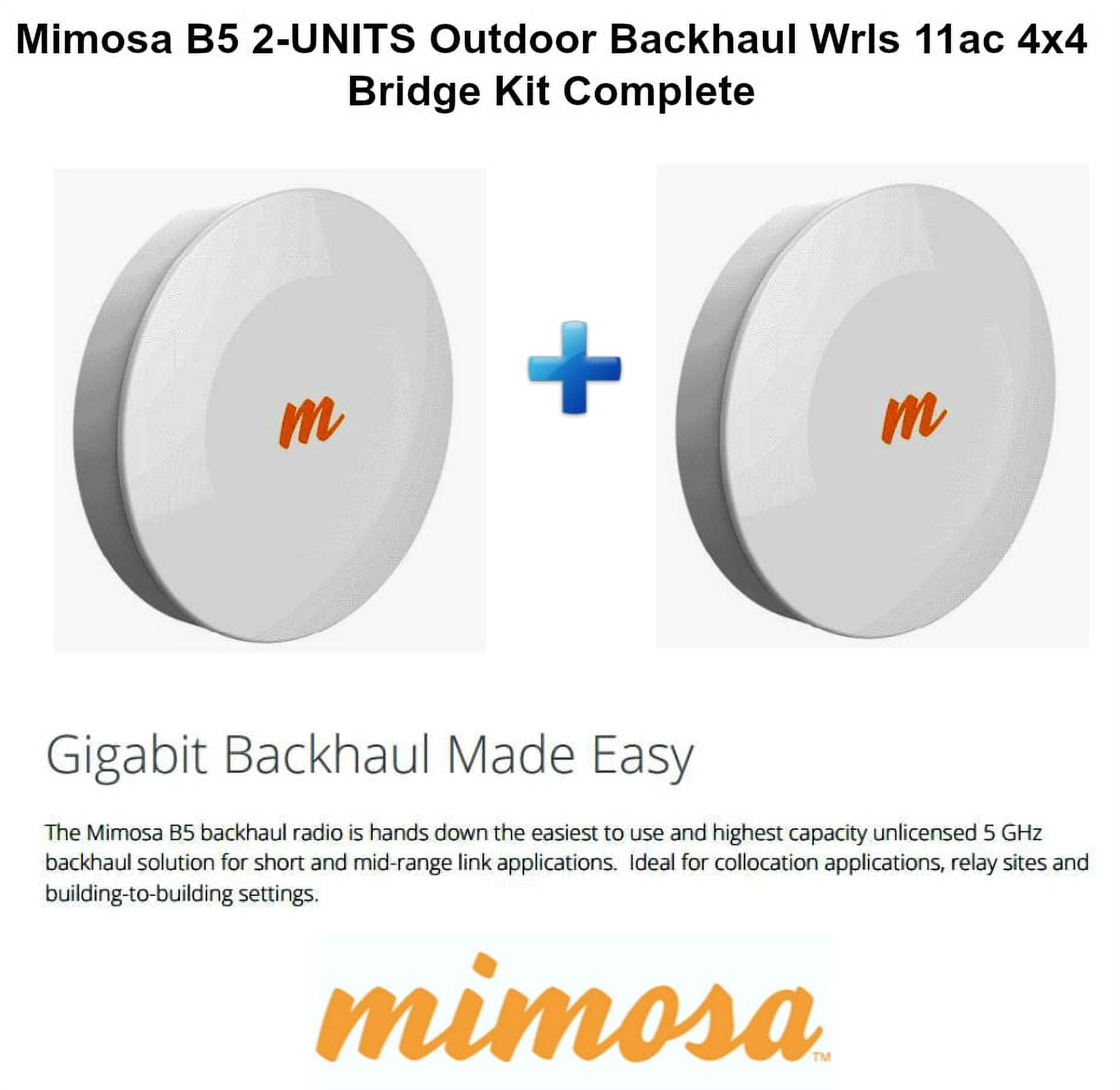 Mimosa B5 2-UNITS Outdoor Gigabit Backhaul Wireless 802.11ac 4x4:4 MIMO ...