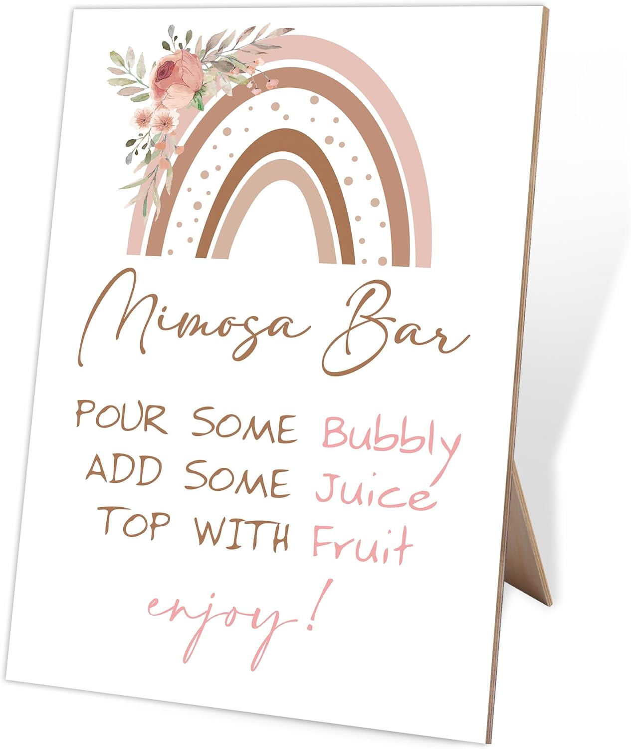 Mimosa Bar Sign,Wooden Sign with Stand,Pink Rainbow Mimosa Bar ...