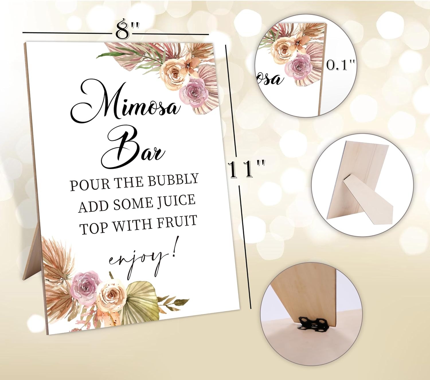 Mimosa Bar Sign,Wooden Sign With Stand,Boho Floral Mimosa Bar ...