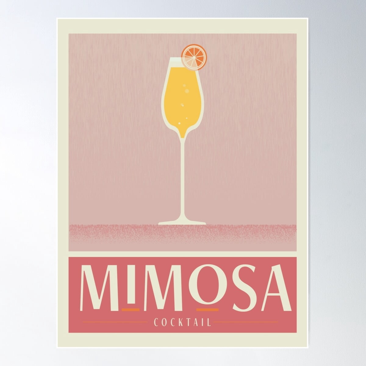 Mimosa Orange Cocktail Vintage Poster Design With Flute Glass And ...