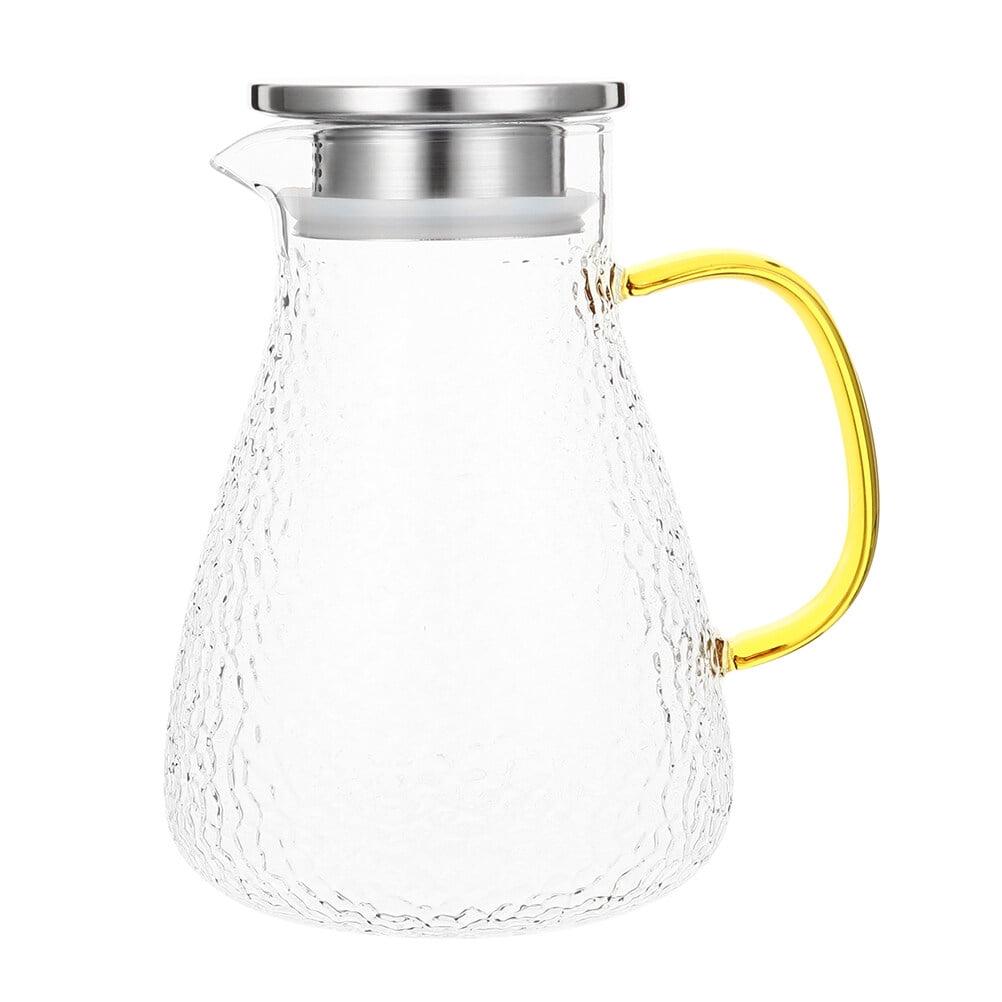 Mimosa Pitcher Glass Cold Water Jug with Lid 1 Gallon Iced Coffee ...