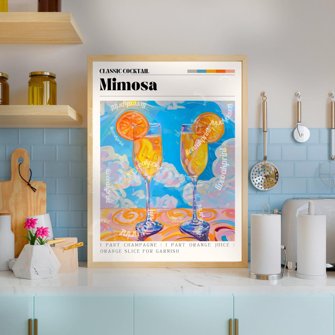 Mimosa Print - Mimosa Wall Art - Bar Cart Decor - Classic Cocktail ...