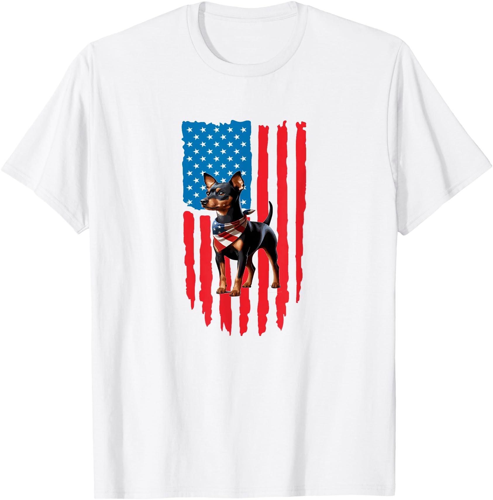 Min Pin American Flag - Funny Fourth of July America T-Shirt , White ...