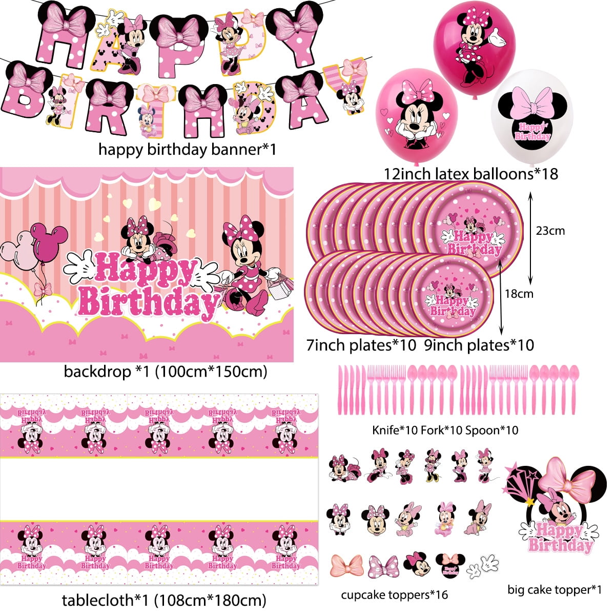 Min-nie Mouse Minnie Birthday Party Supplies - Balloon Decorations ...