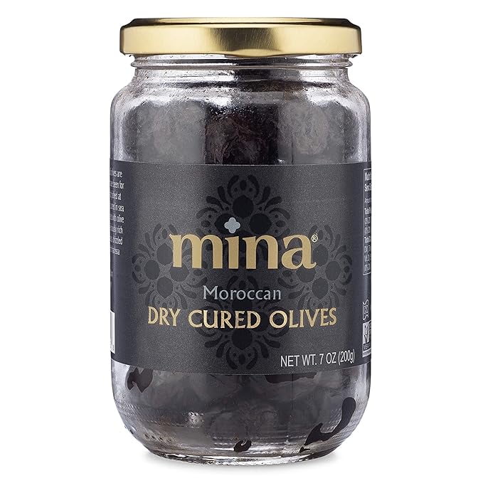 Mina Dry Cured Black Olives, 7 oz - Moroccan Olive Oil Cured Olives ...