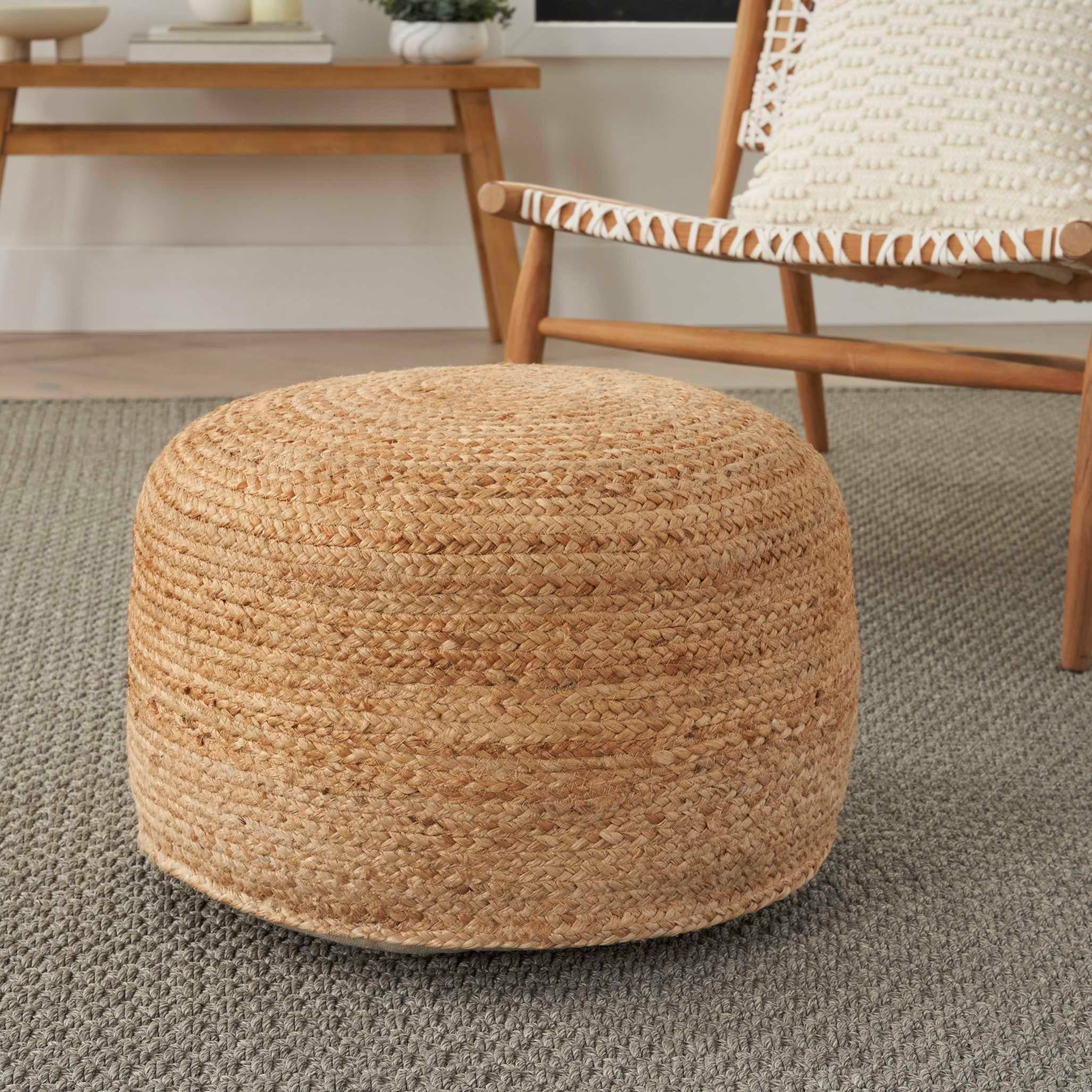 Mina Victory Jute Pouf - Walmart.com