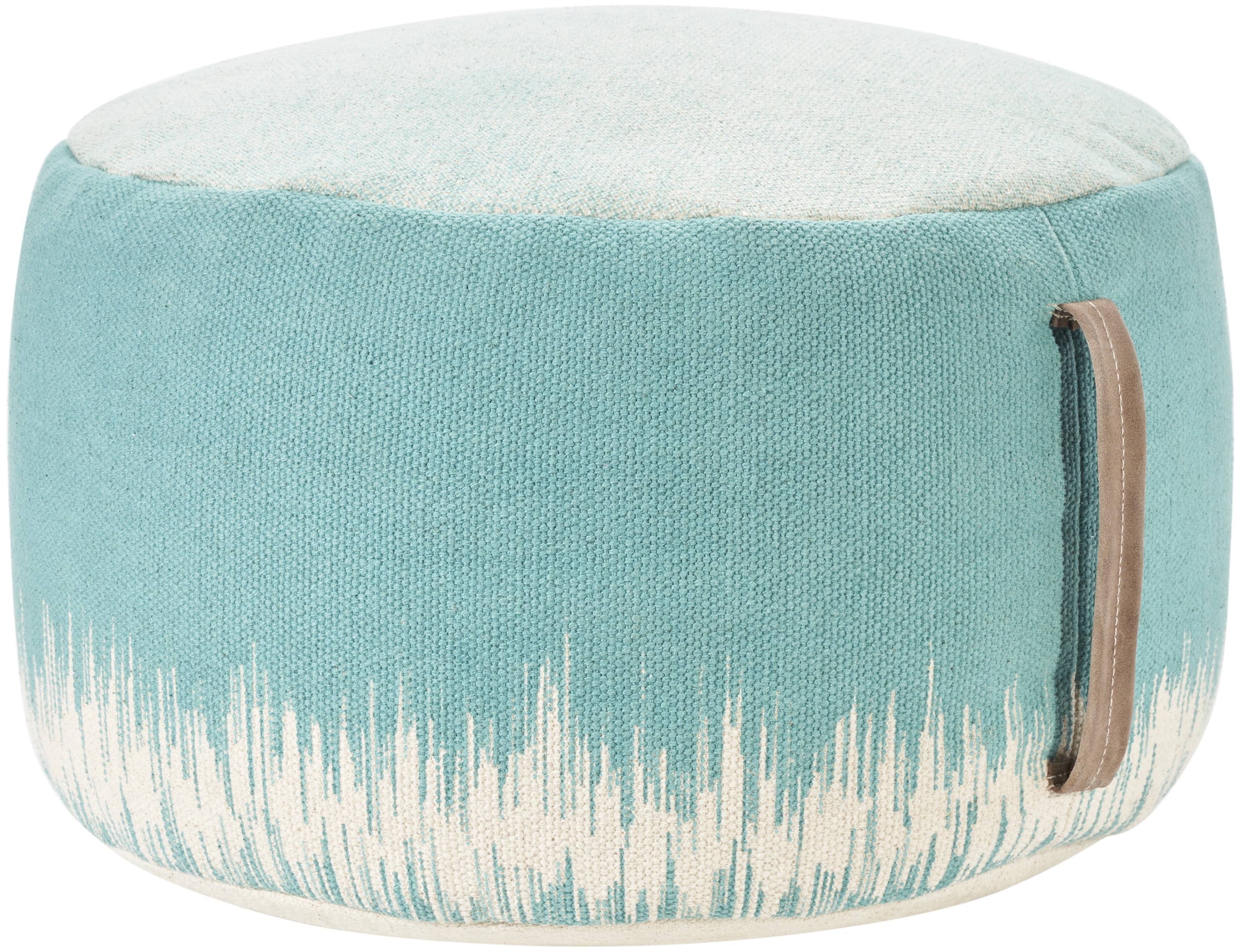 Mina Victory Life Styles Stonewash Drum Pouf 20" x 20" x 12" Turquoise Poufs - Walmart.com