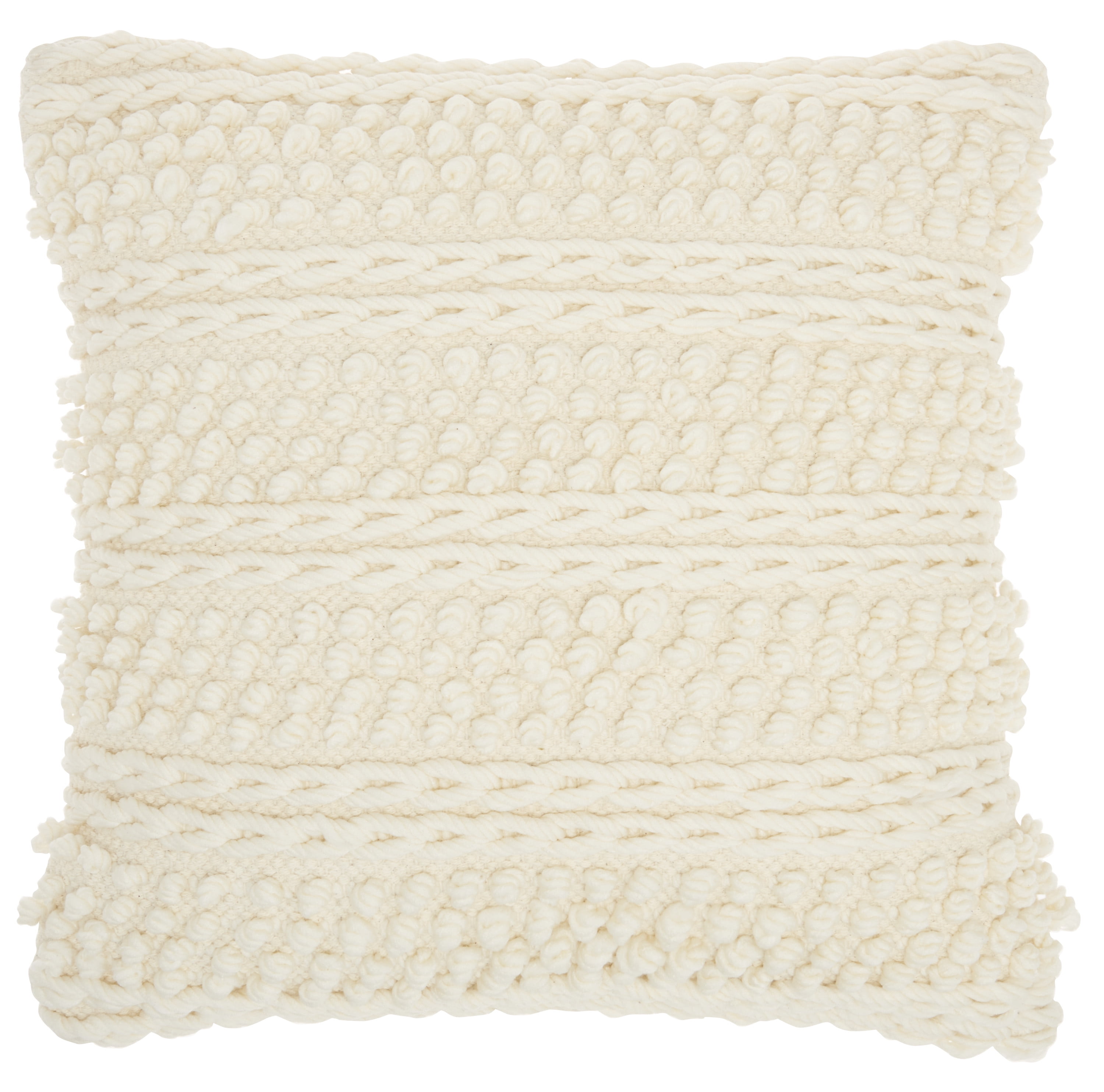 Mina Victory Lifestyle Woven Stripes 18" x 18" Ivory Indoor Throw ...