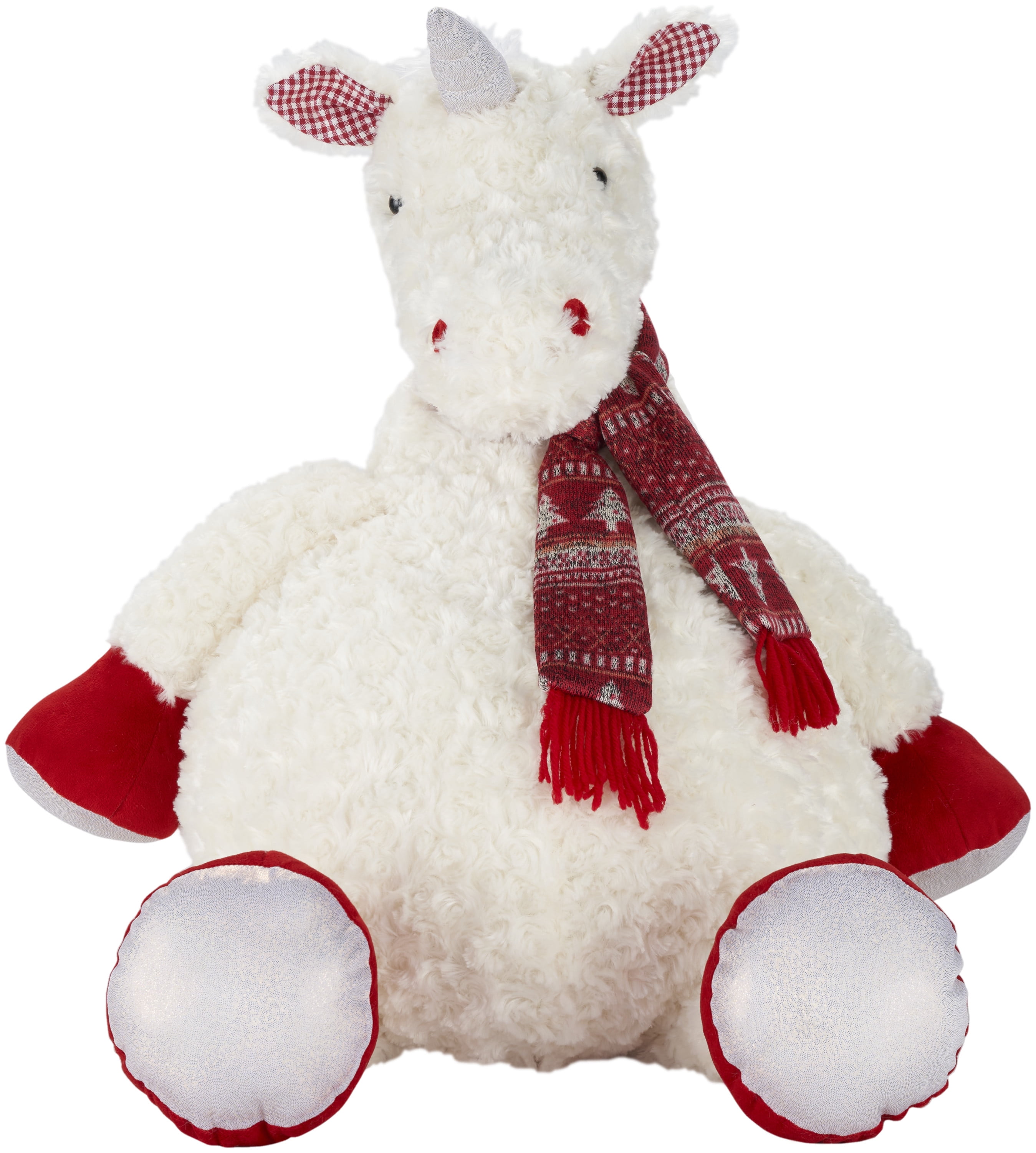 Mina Victory Plush Lines Holiday Unicorn Ivory 22" x 26" Throw Pillow ...