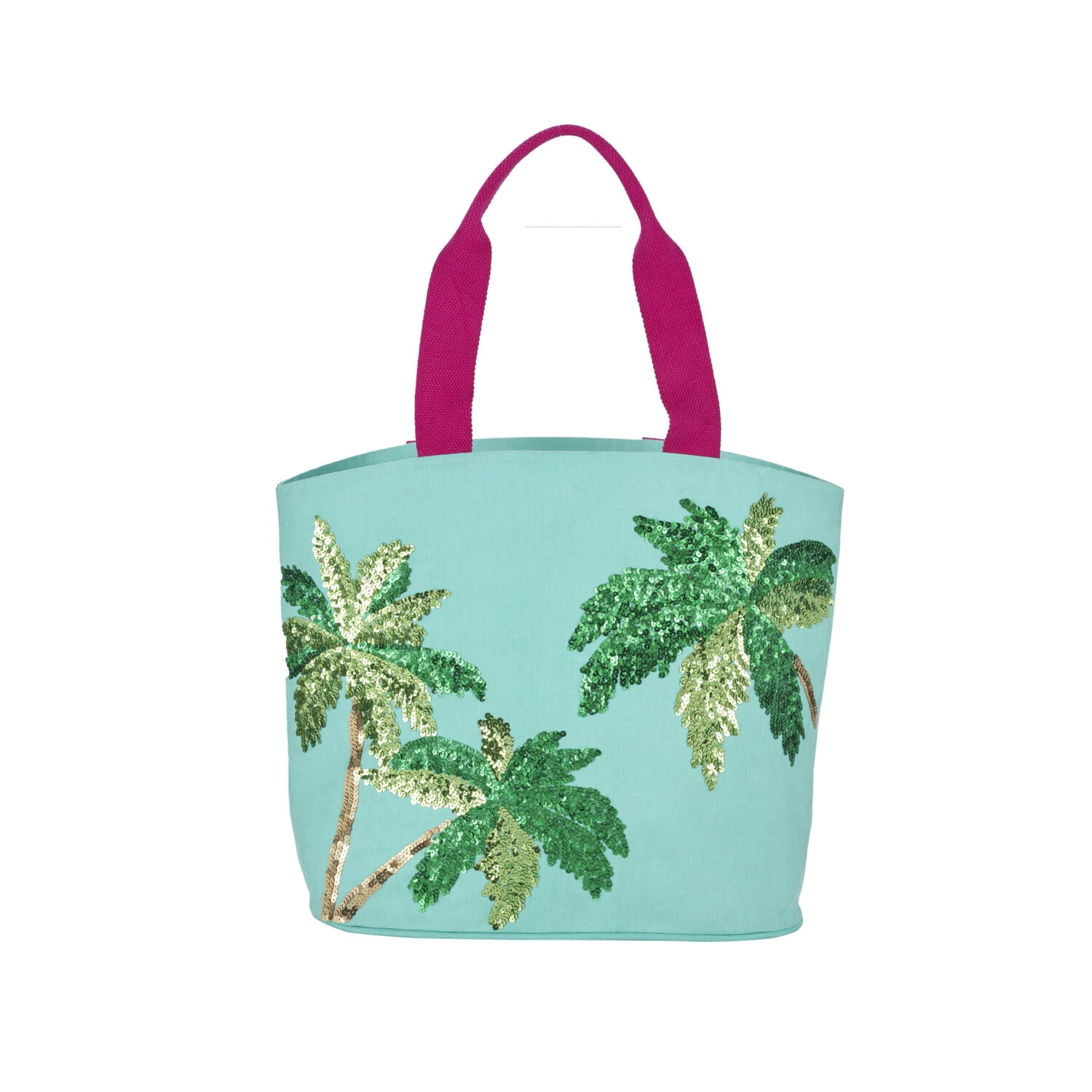 Mina Victory Sequin Palm Trees 22" x 15" x 6" Beach Bag with Matching ...