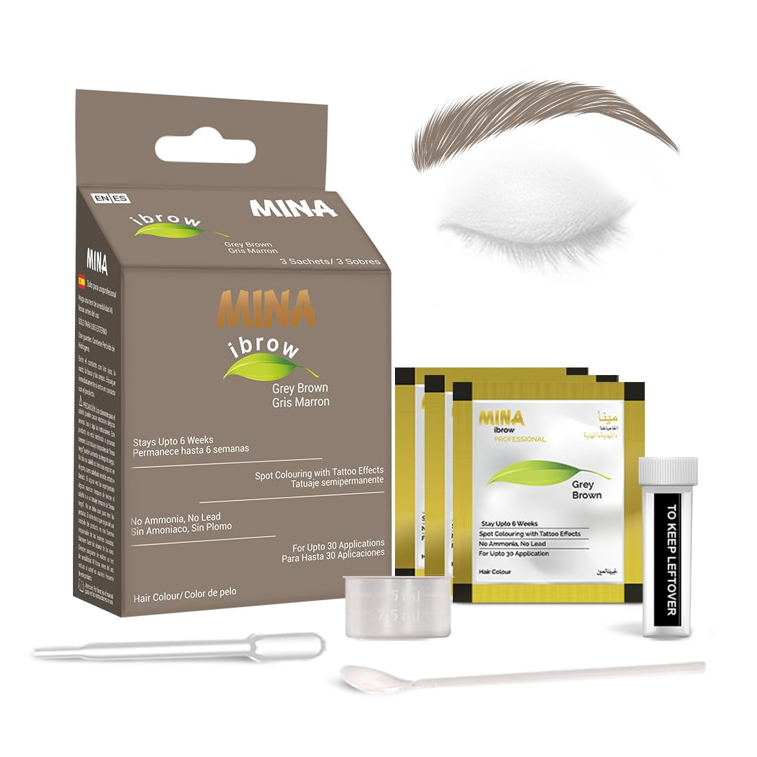 Mina ibrow Hair Color Gray Brown|Long Lasting Natural Spot coloring and ...