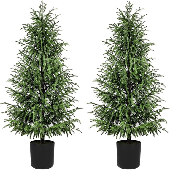 Minbee 23.6" Artificial Topiary Trees for Outdoor Front Porch Décor ...