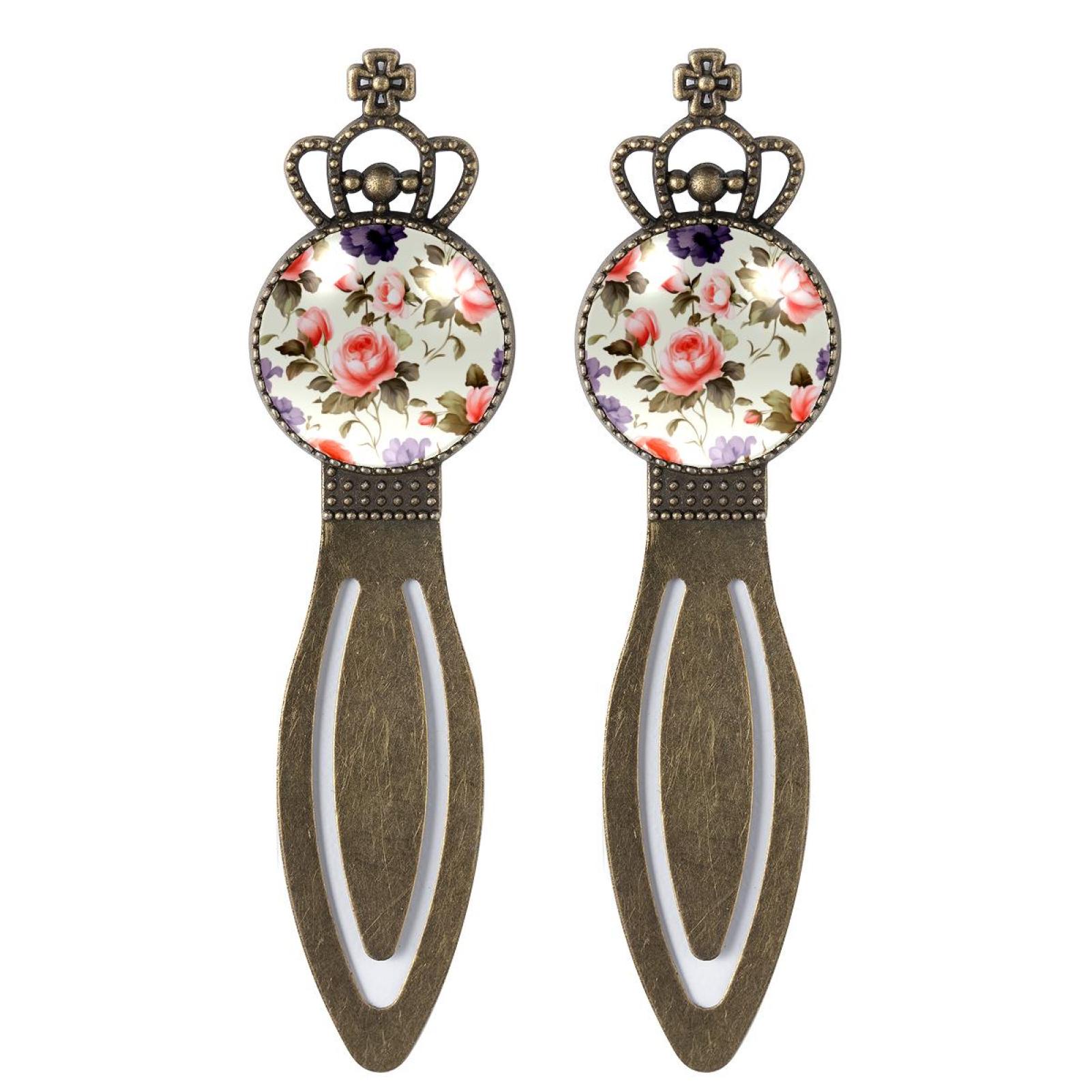 Minced flower Set of 2 Vintage Copper Crown-Shaped Bookmarks ...
