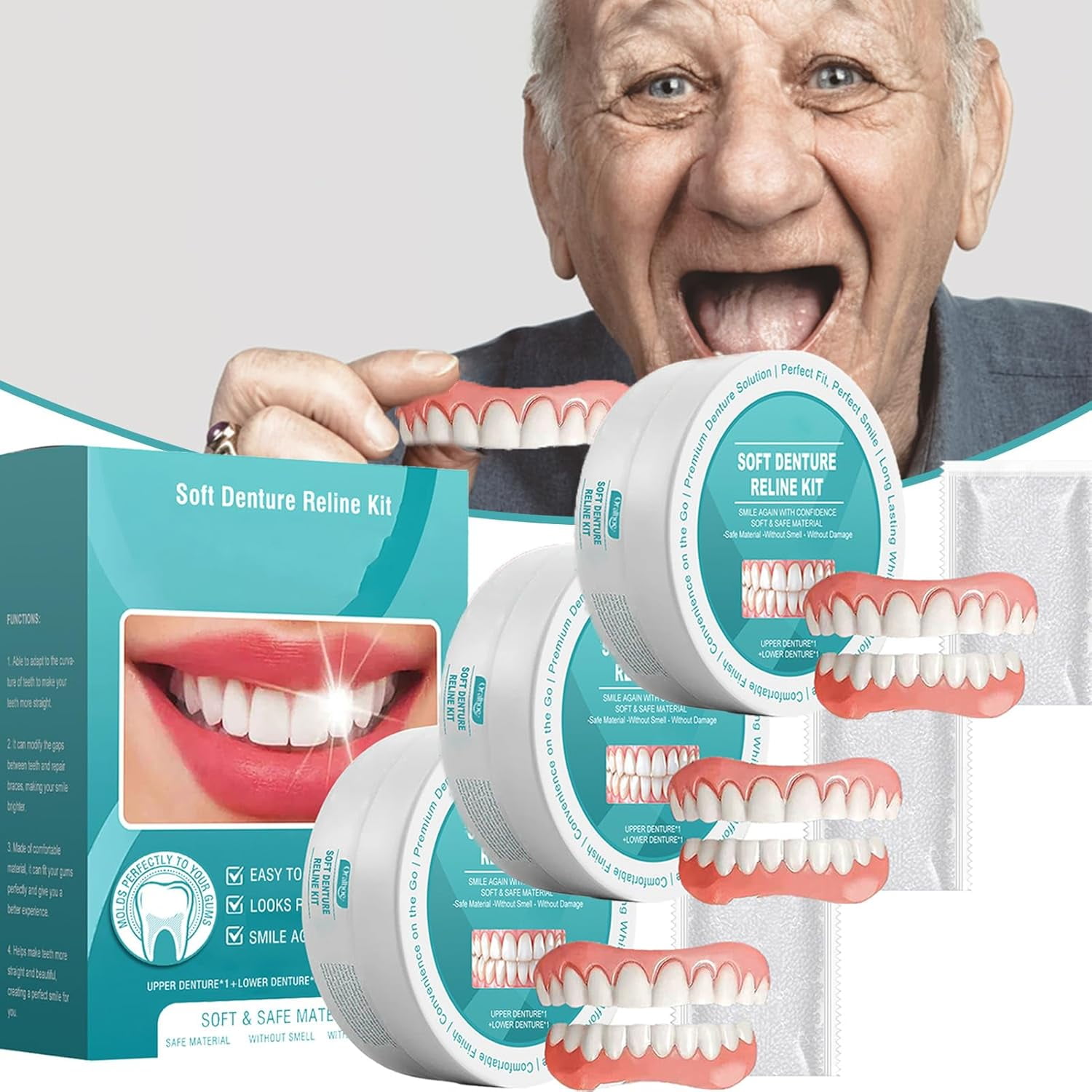 Minceetbien Dentures, Minceetbien Silicone Reline Denture Set, 100% ...