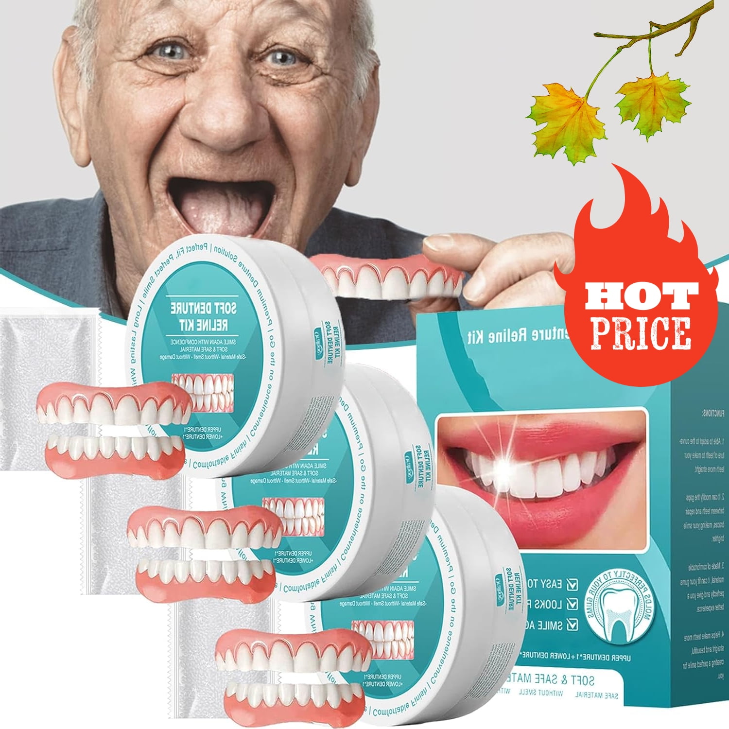 Minceetbien Dentures, Minceetbien Silicone Reline Denture Set, 100% ...