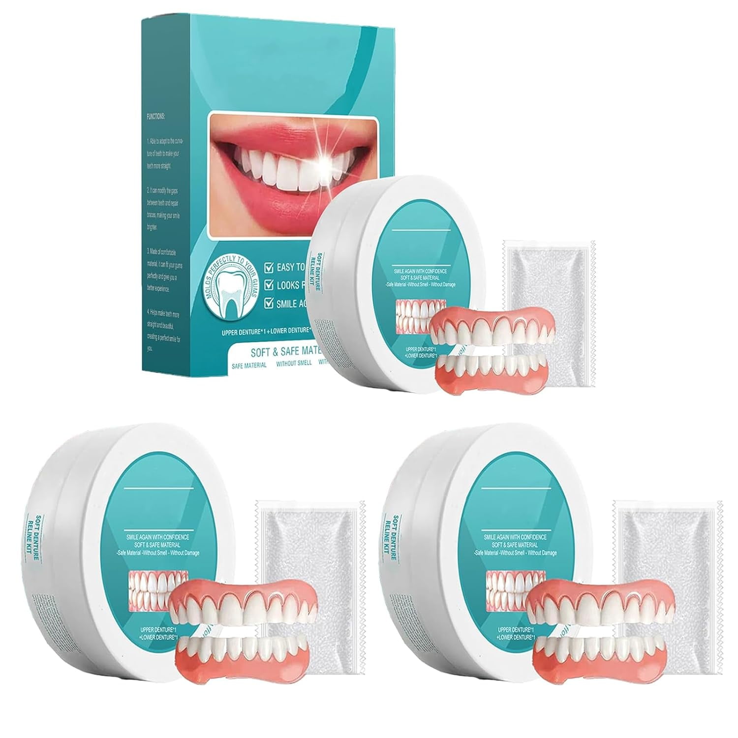 Minceetbien Dentures, Minceetbien Silicone Reline Denture Set, Upper ...