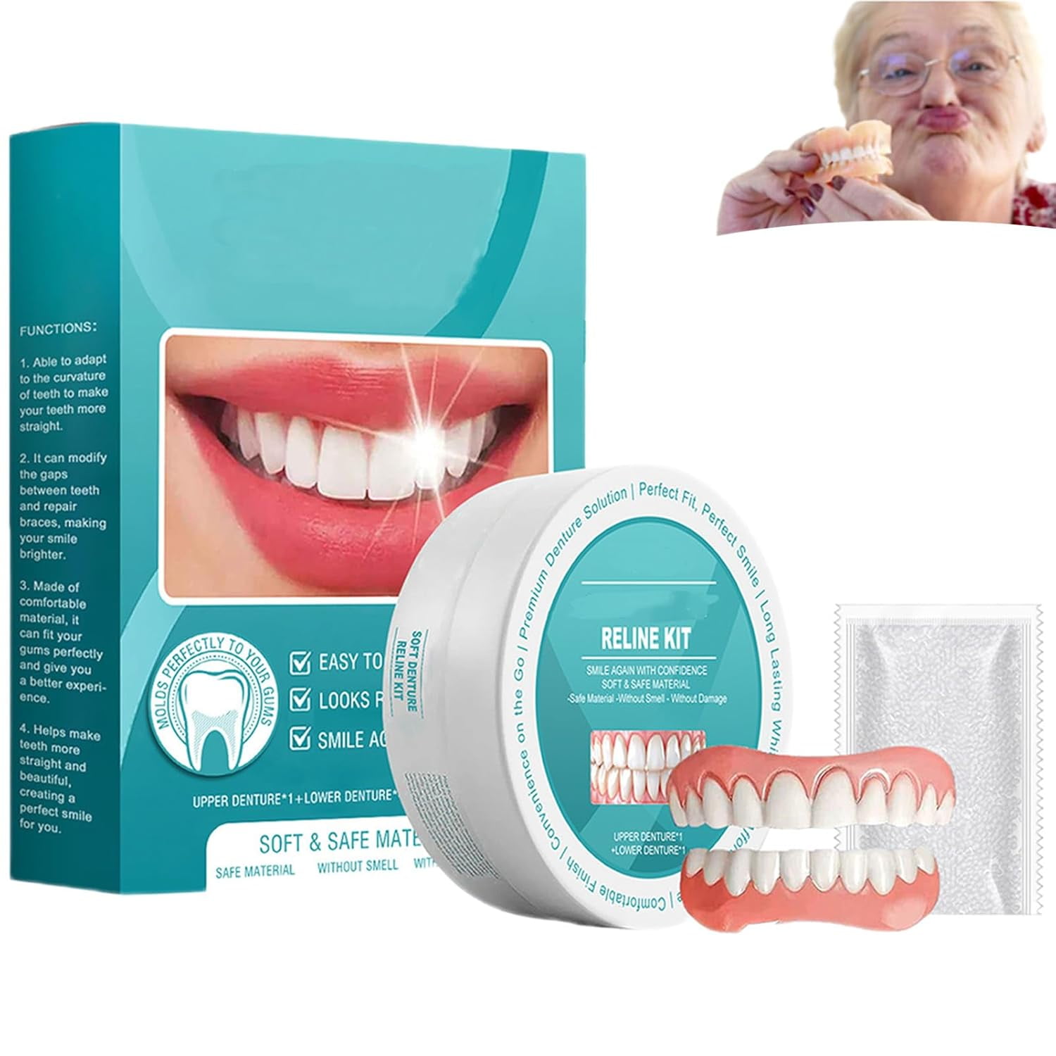 Minceetbien Dentures, Silicone Reline Denture Set, Denture Reline Kit ...