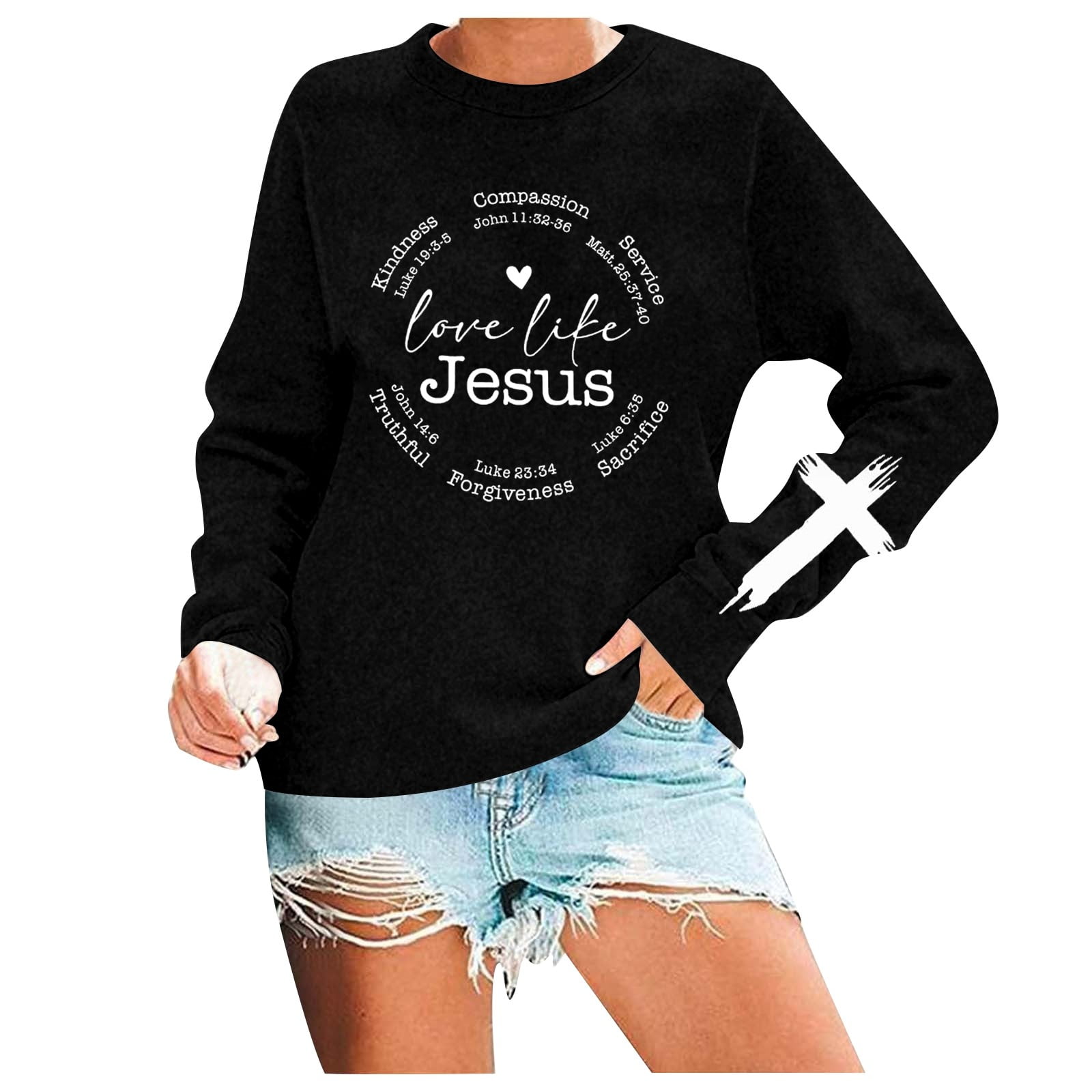 Mincue Christian Sweatshirt for Womens Love Like Jesus Inspirational ...