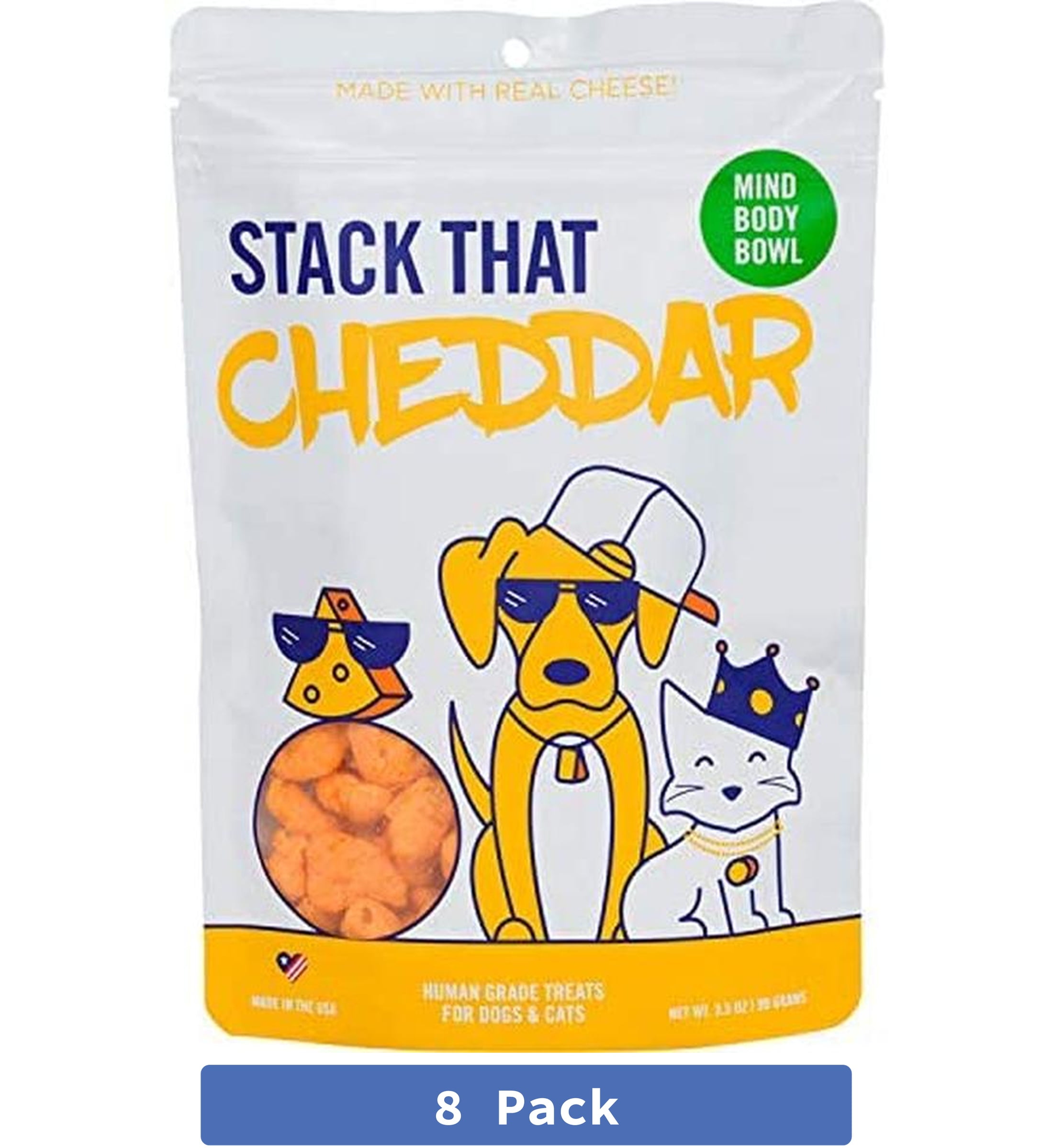 Mind Body Bowl Treat Dog St Cheddar Cheese 3.5 oz (Pack of 8) - Walmart.com