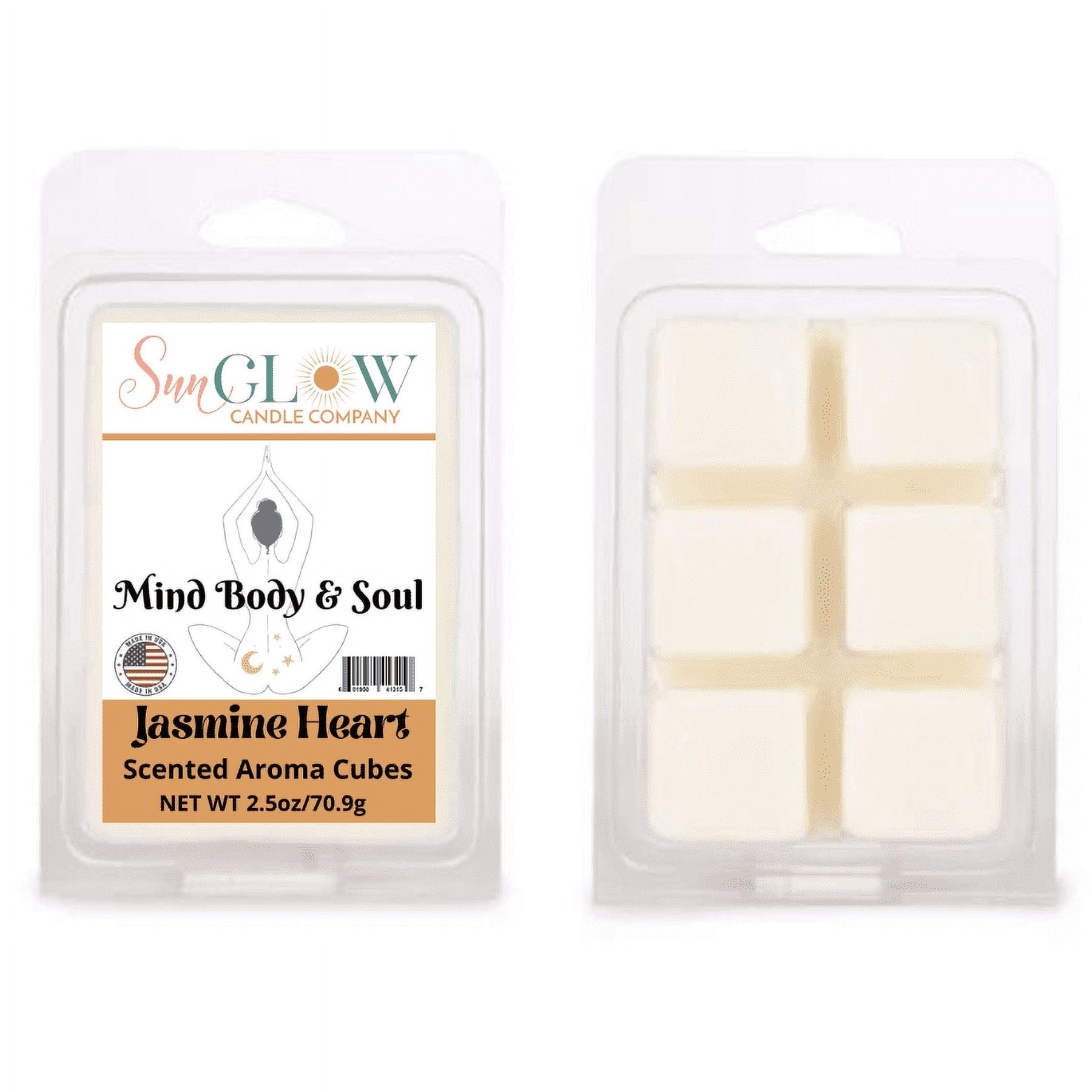 Sun Glow Candle, Mind Body & Soul (Jasmine Heart) Wax Melts, 6 Count, 1 ...