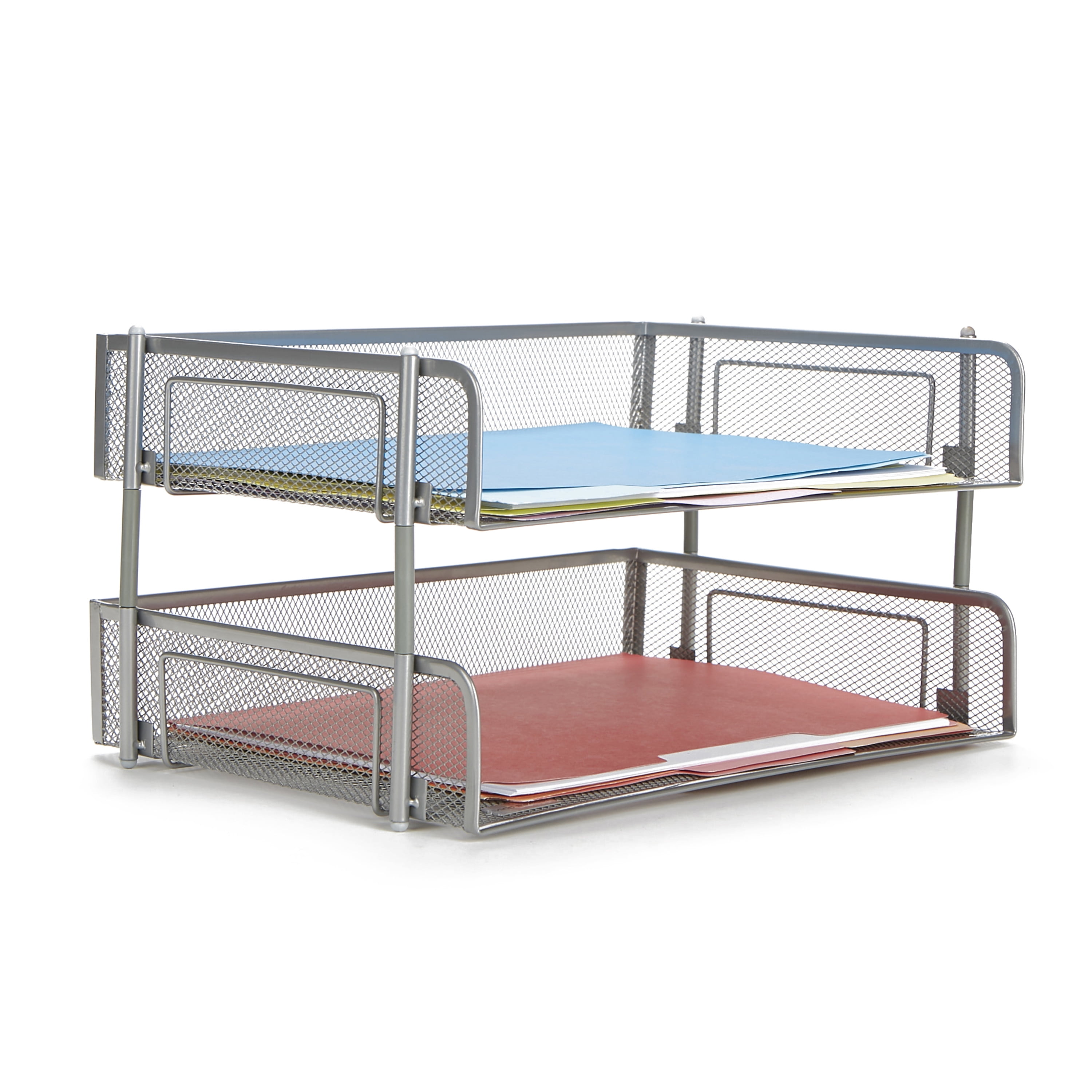 Mind Reader 2-Pack Stackable Metal Mesh File Holder Trays, Document ...