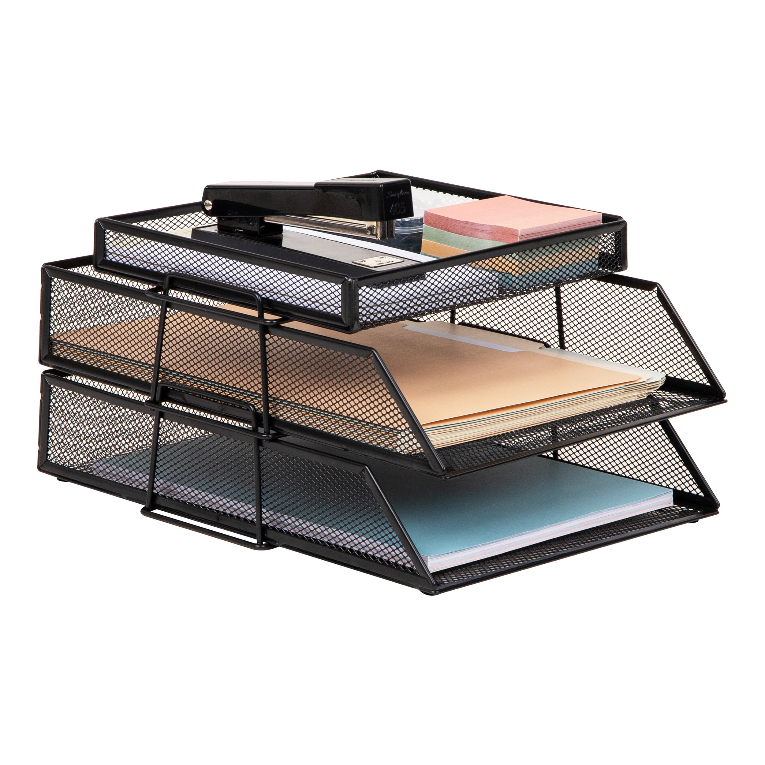 Mind Reader 2 Tier Paper Tray with Top Supply Compartment, Desktop File ...