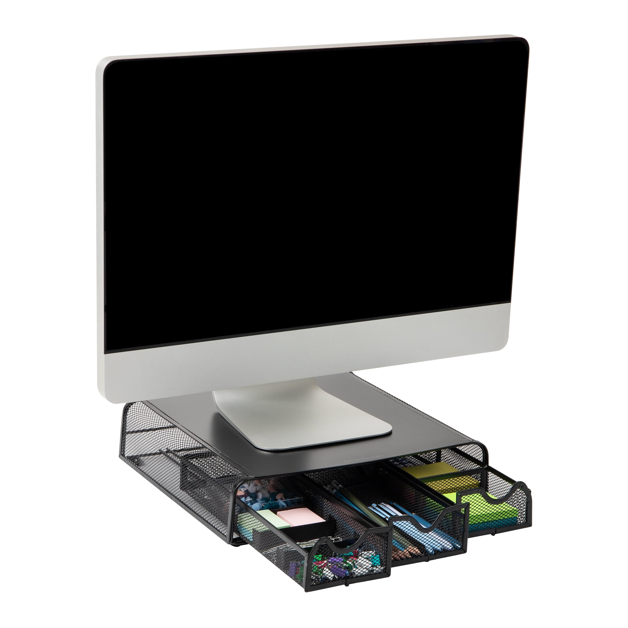 Mind Reader 3 Drawers Metal Mesh PC, Laptop, Imac Monitor Stand and ...